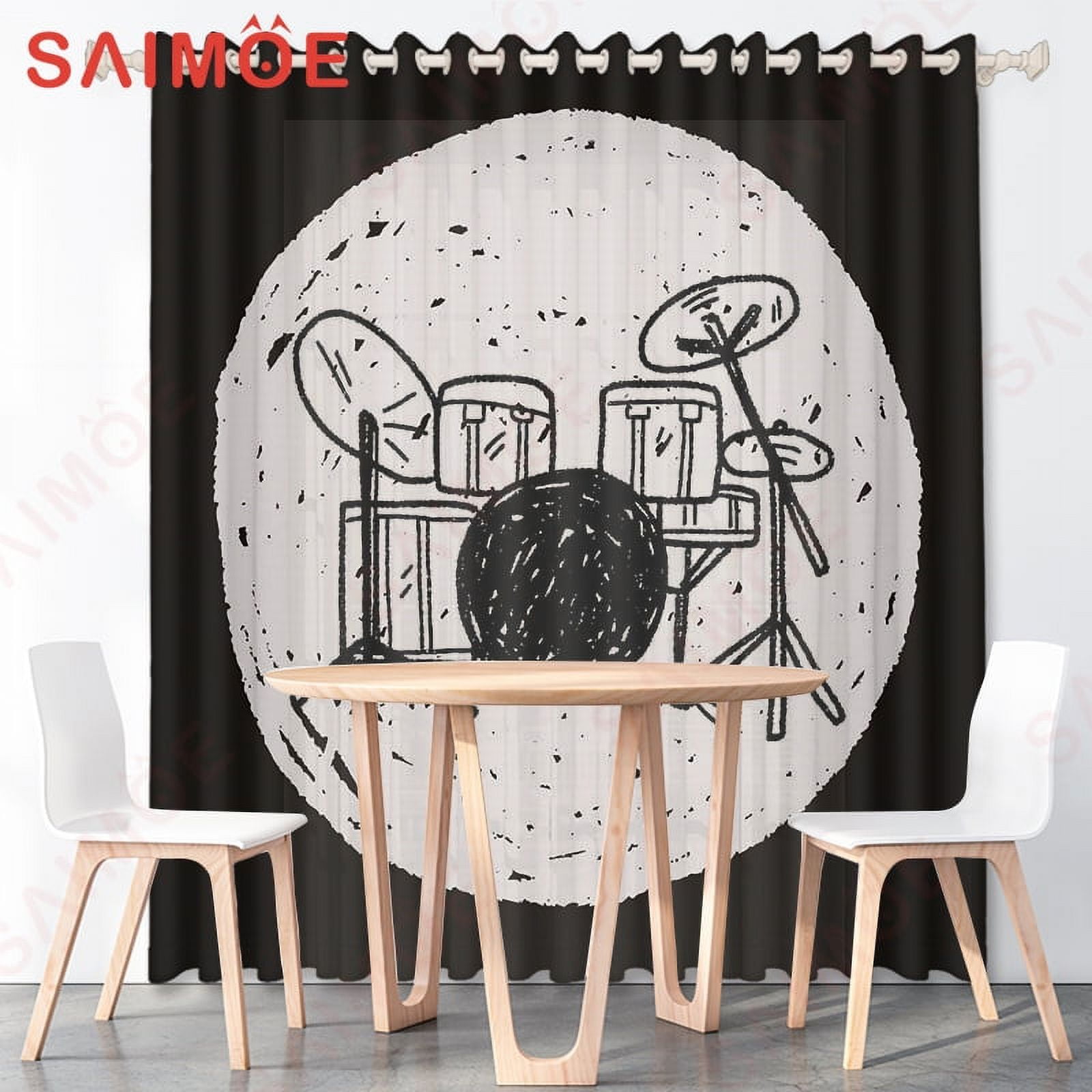 Musical Instrumen Screen Props Home Curtains Washable Waterproof Fabric ...