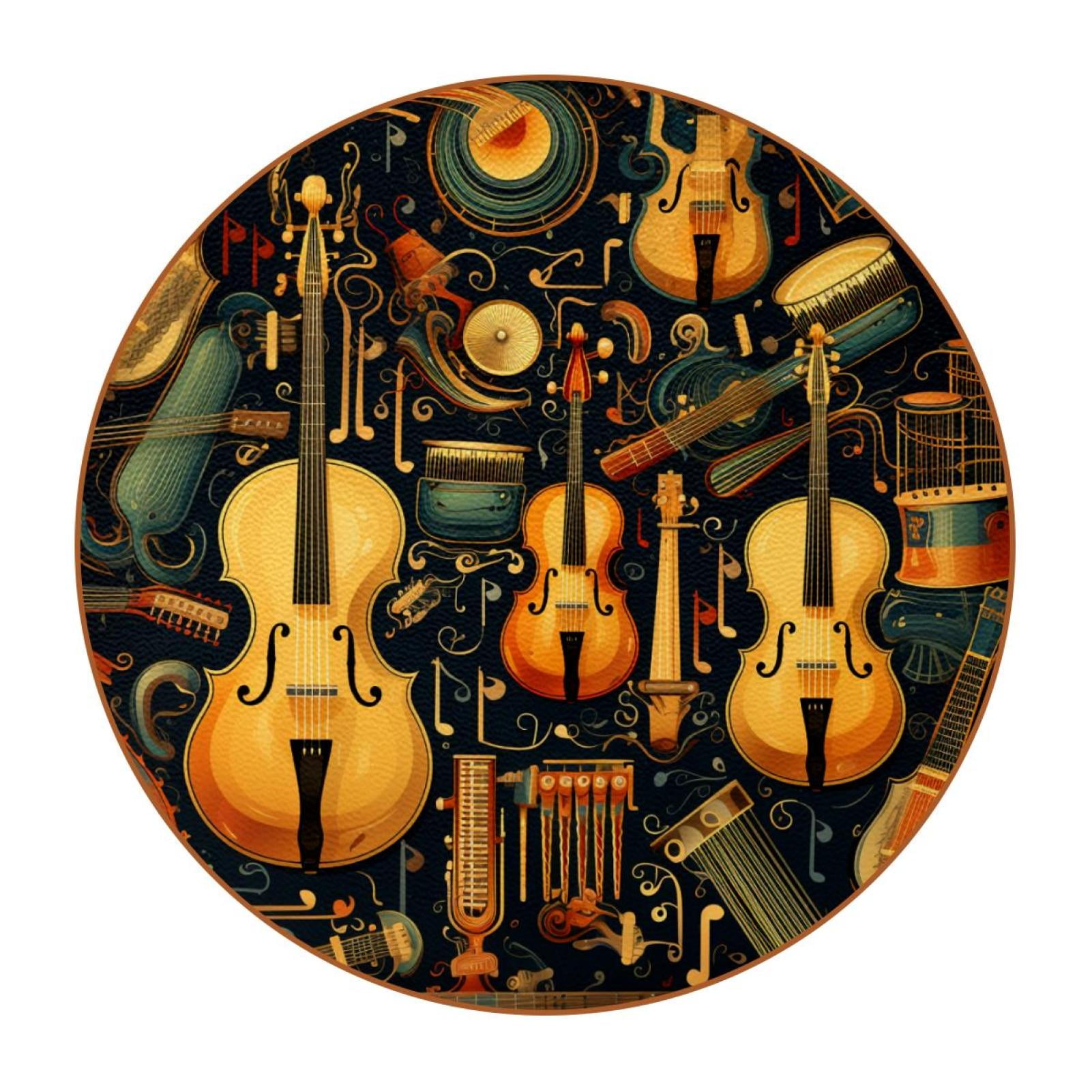 Musical Instrument 6pcs Round Microfiber Leather Coasters, 11x11 cm/4 ...