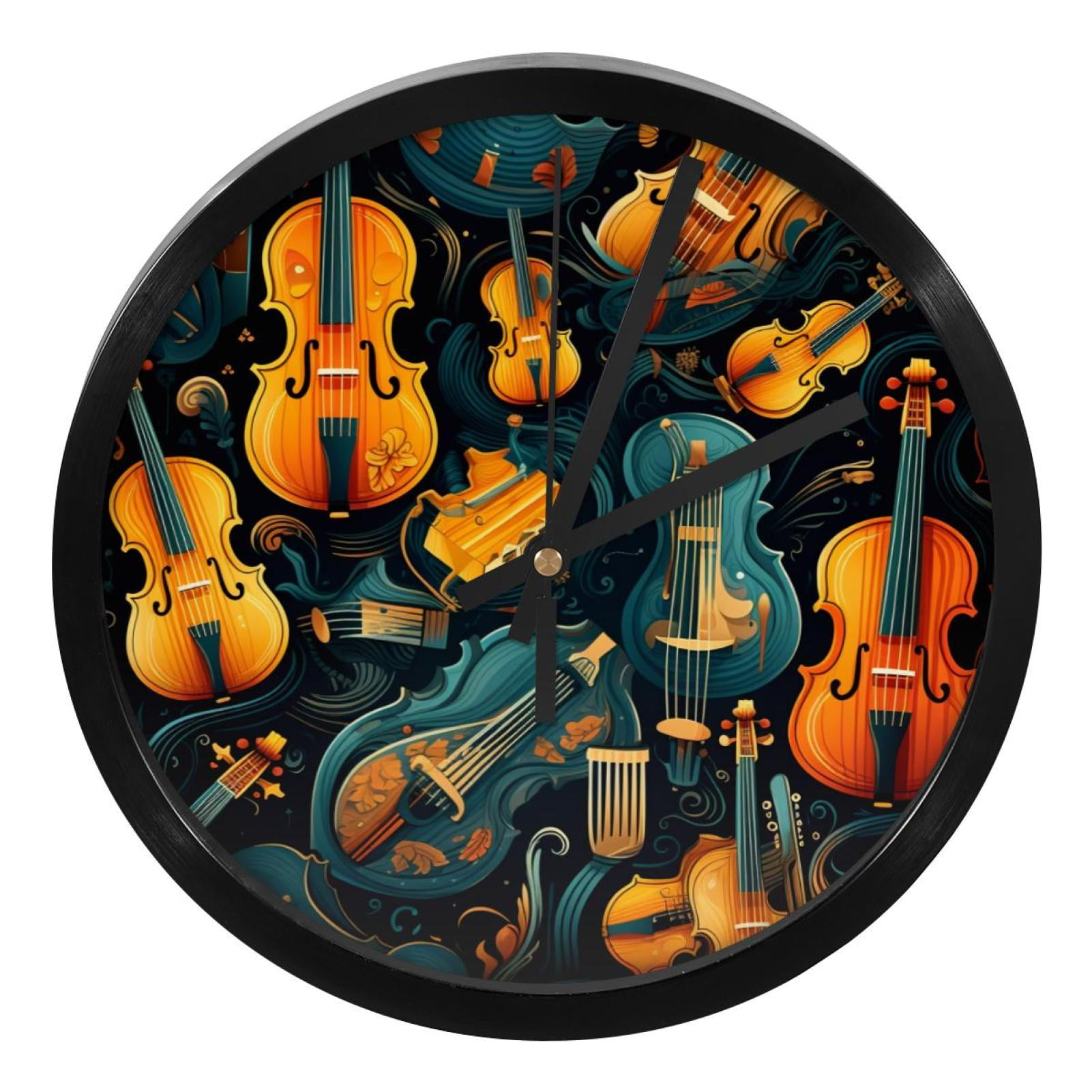 Musical Instrument 9.8-Inch Round Wall Clock, Silent Non-Ticking ...