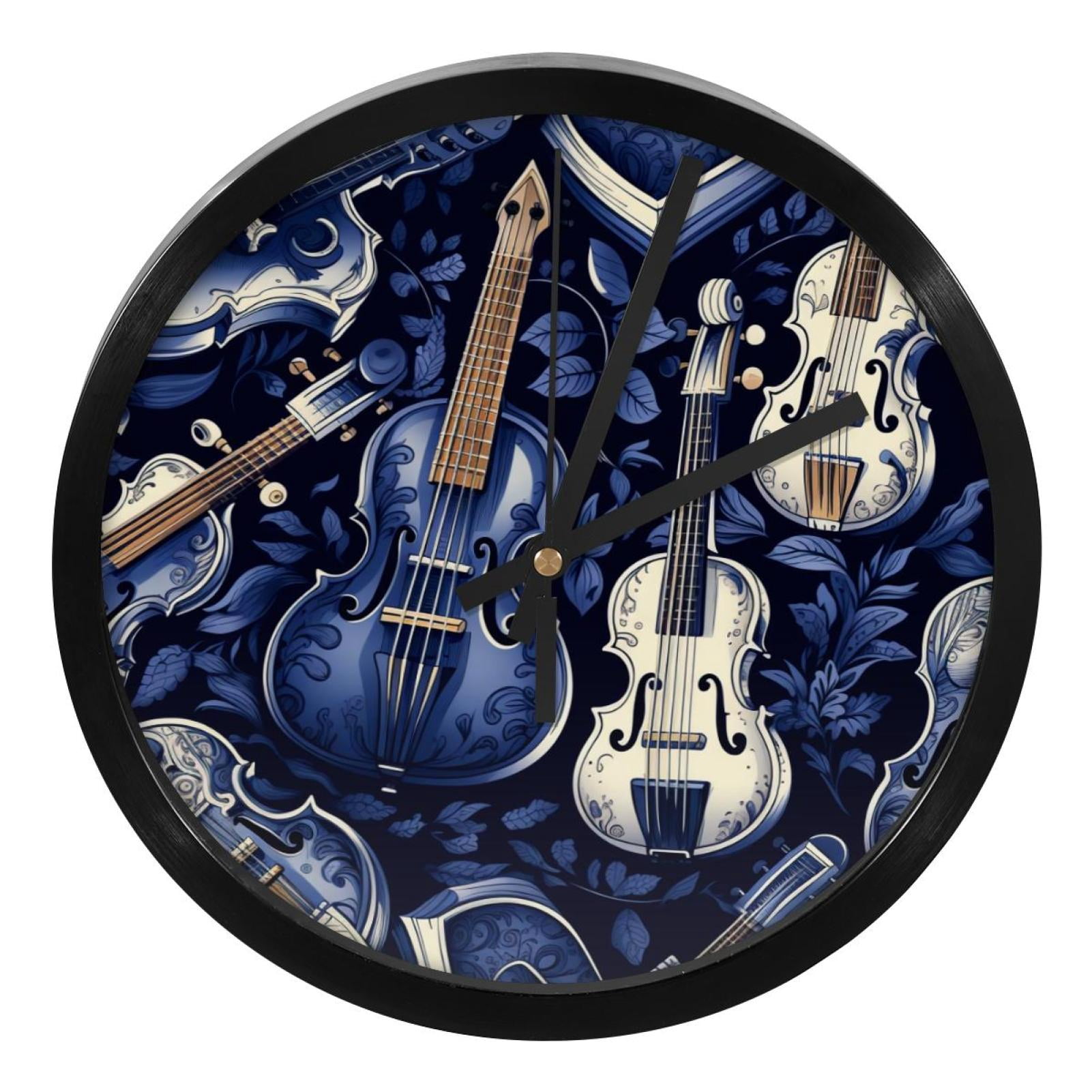 Musical Instrument 9.8 Inches Wall Clock - Silent Round Digital Clock ...