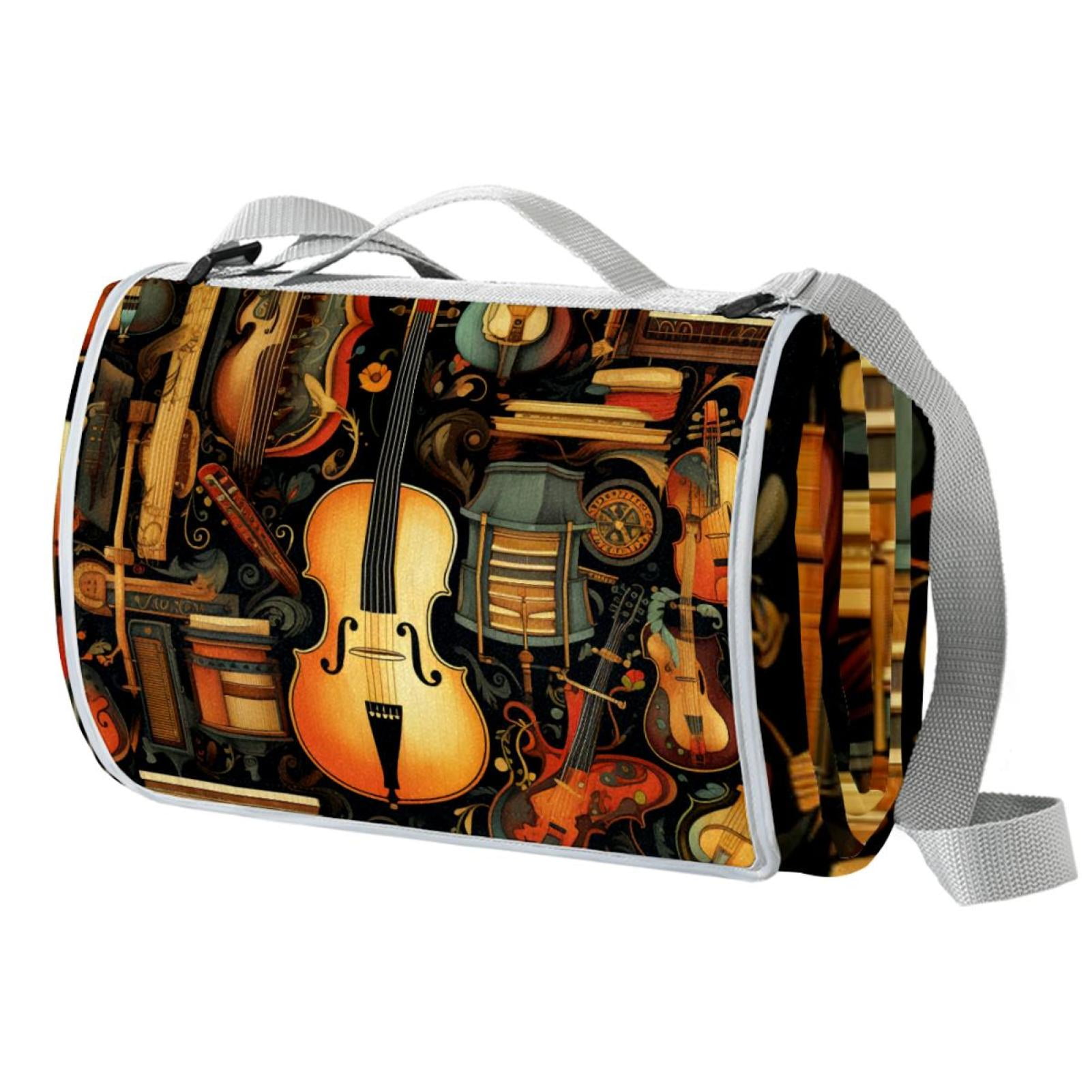 Musical Instrument Canvas Picnic Blanket Outdoor Waterproof Mat with ...