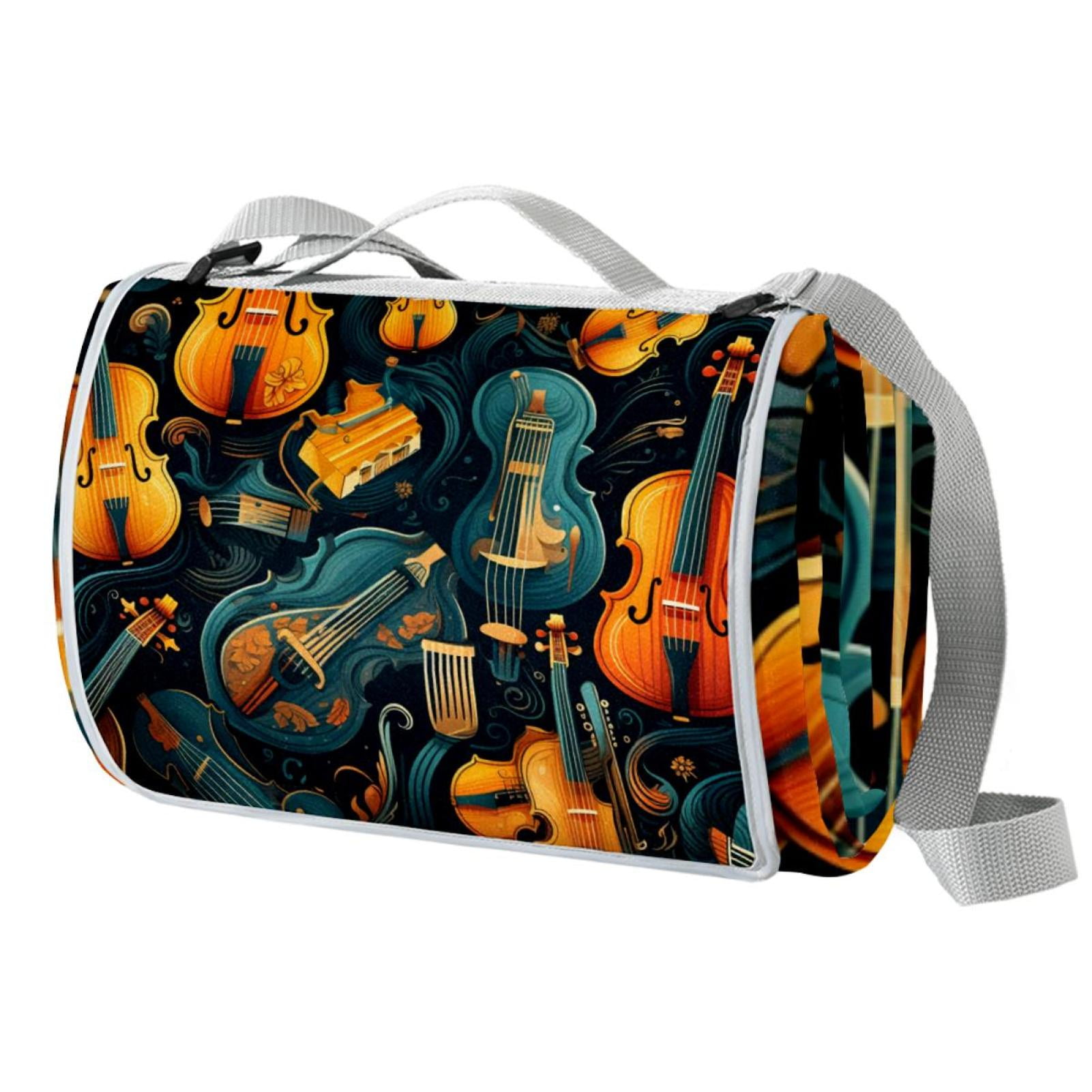 Musical Instrument Canvas Picnic Mat - Waterproof Beach Blanket for ...