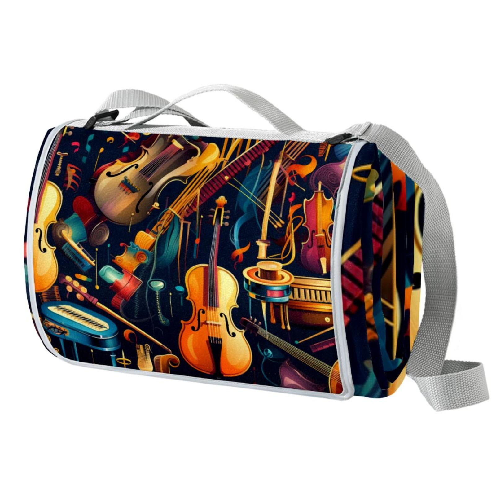 Musical Instrument Canvas Picnic Mat - Waterproof Outdoor Blanket for ...