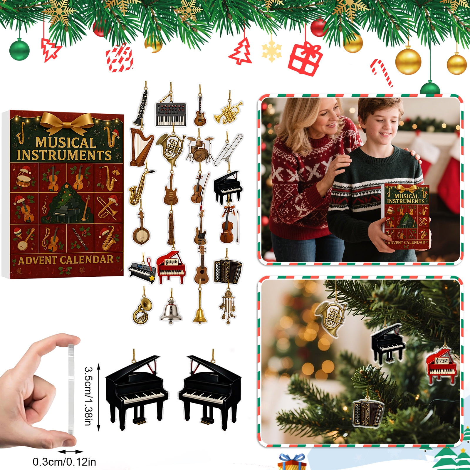 Musical Instrument Christmas Advent Calendar 2025,24 Days Christmas ...