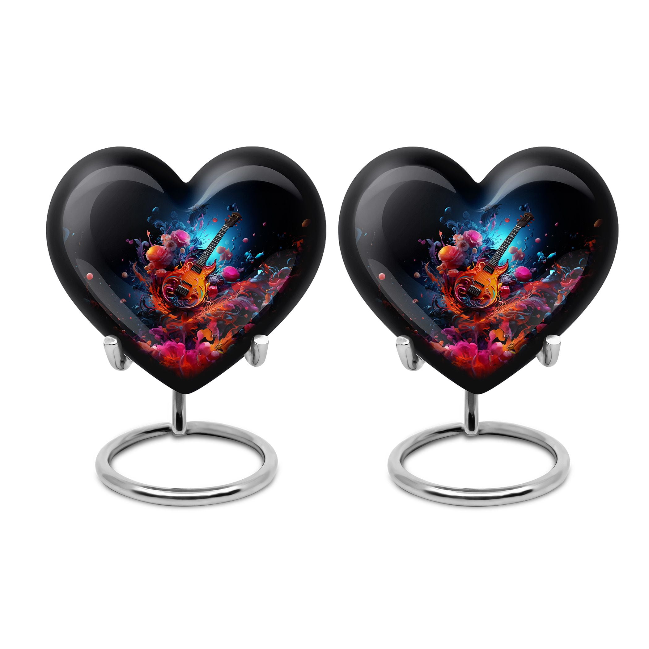 Musical Instrument Decorative Heart Urn with Stand, Cremation Urn for ...
