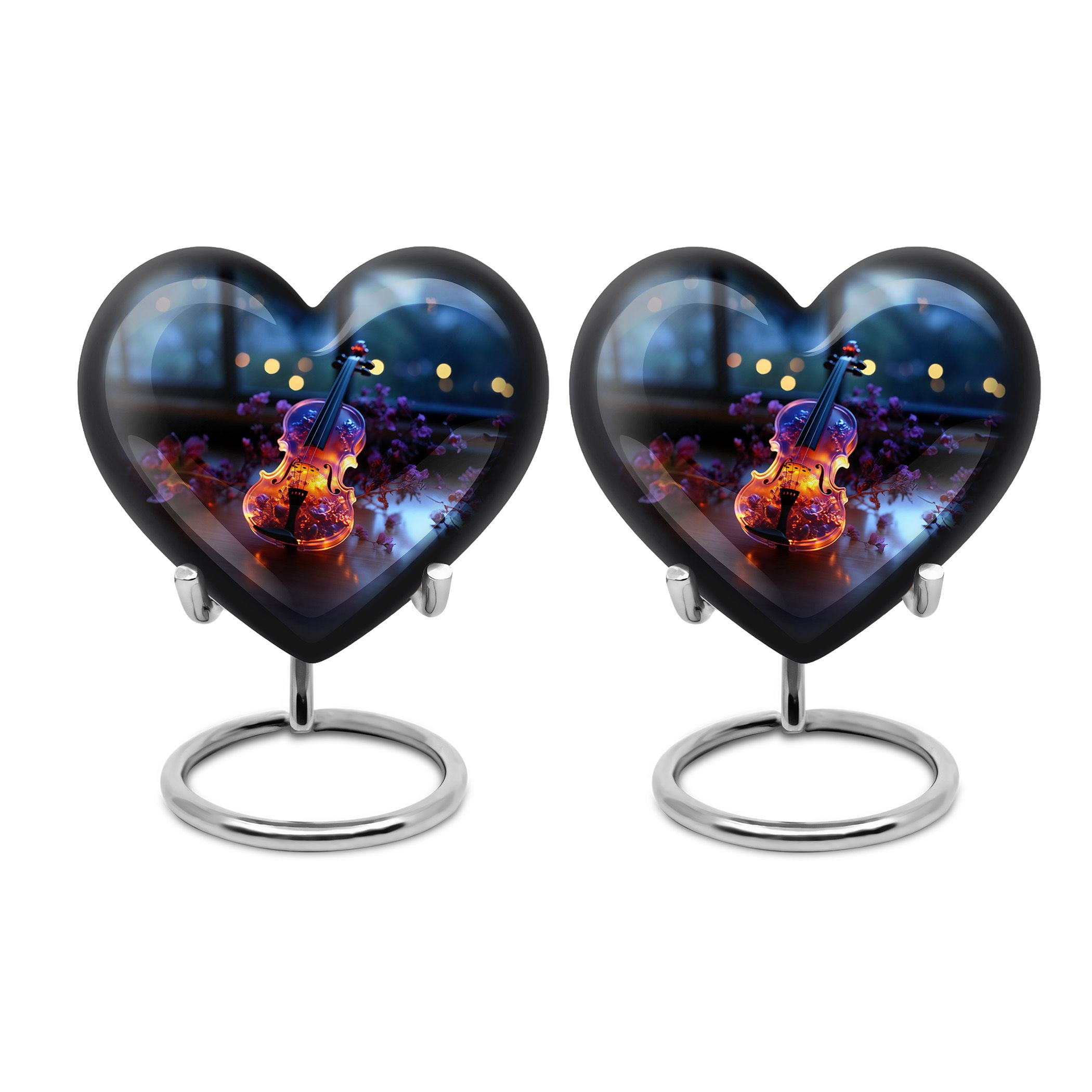 Musical Instrument Decorative Heart Urn with Stand, Memorial Urn for ...