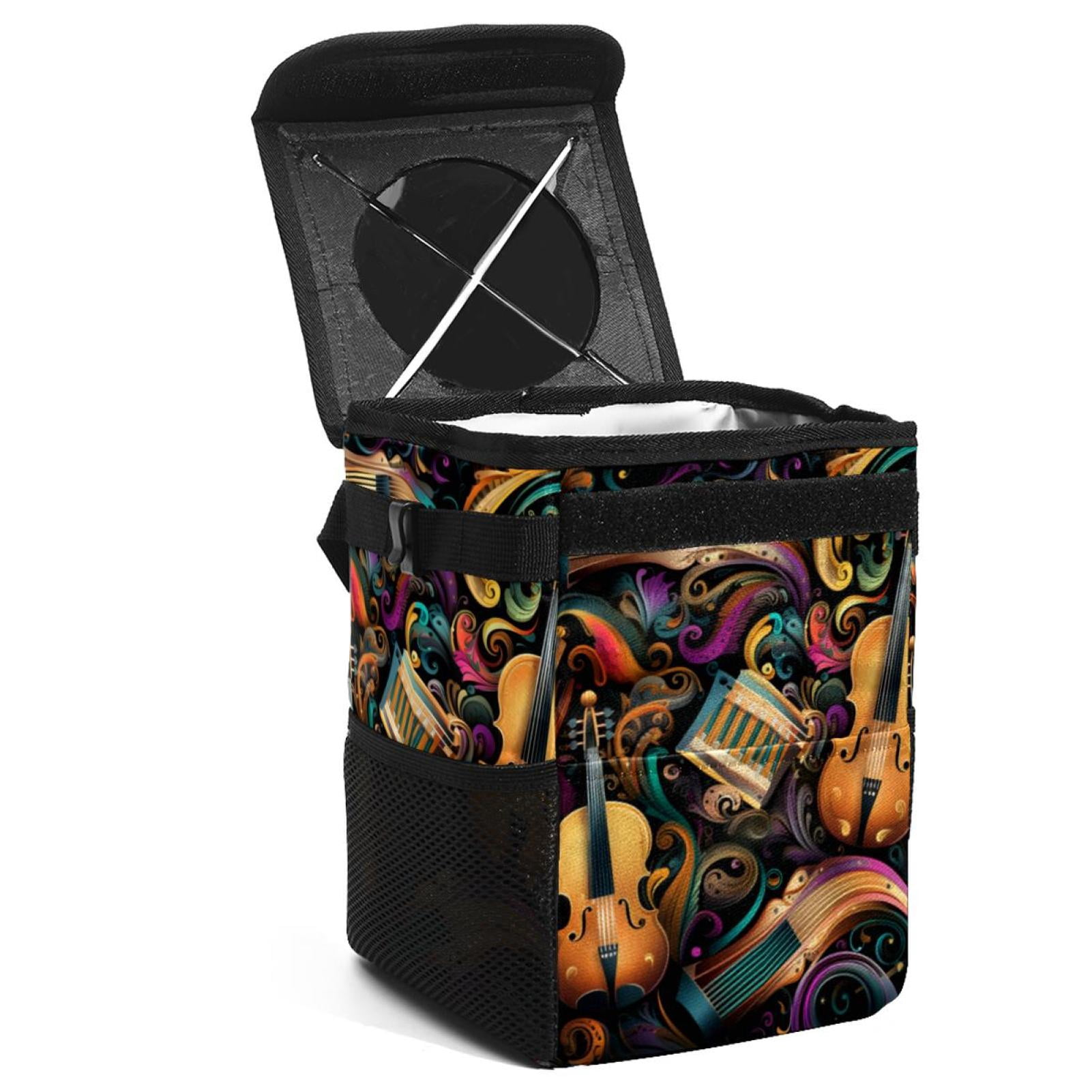 Musical Instrument Foldable Car Trash Can with Lid, Leak-Proof, and ...