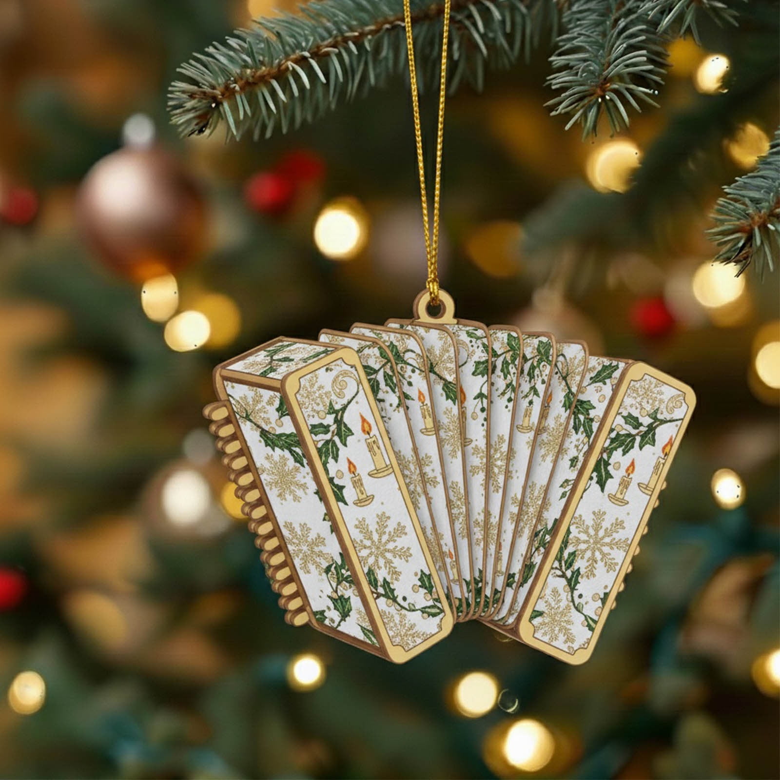 Musical Instrument Golden Filigree Christmas Ornament Set, Music ...