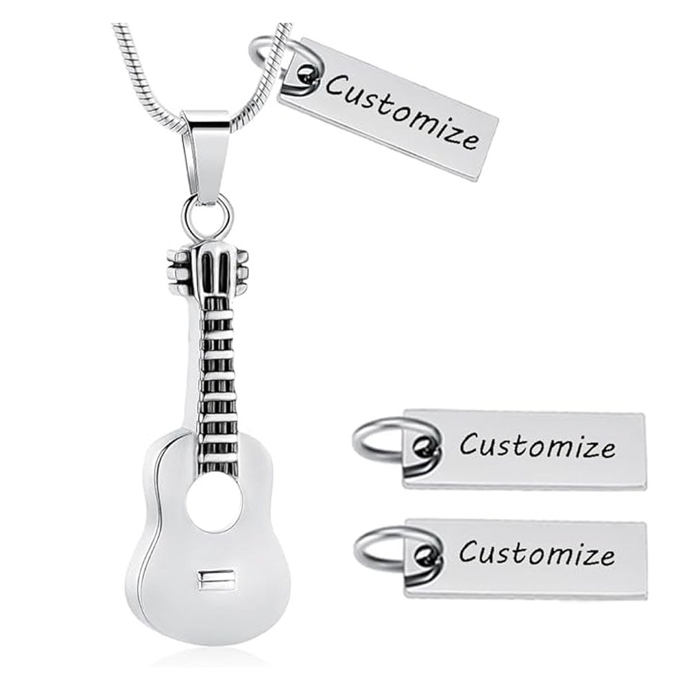 Musical Instrument Guitar Cremation Jewelry Carved Guitar Urn Necklace ...