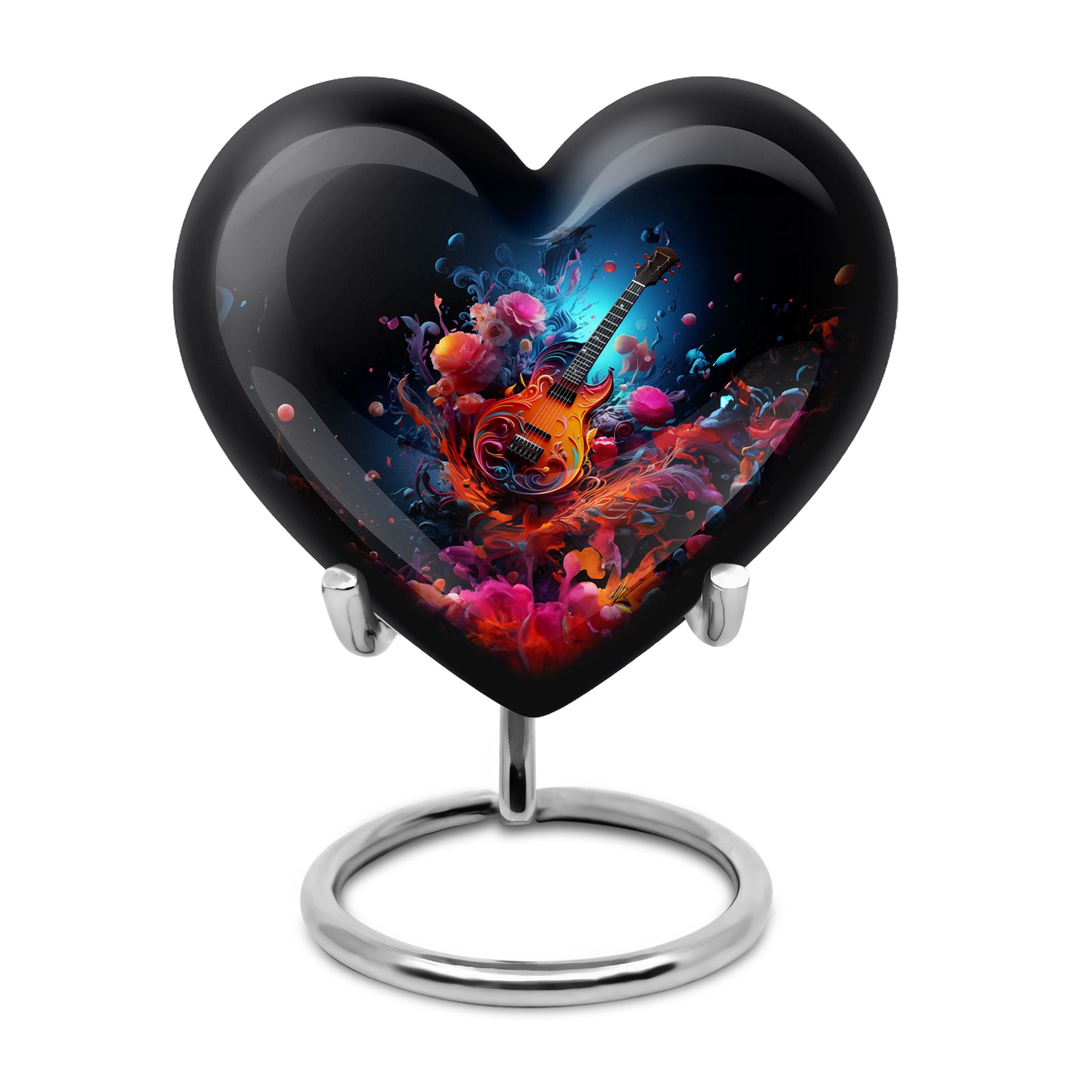 Musical Instrument Heart Shaped Keepsake Urn, Funeral Memorial for ...