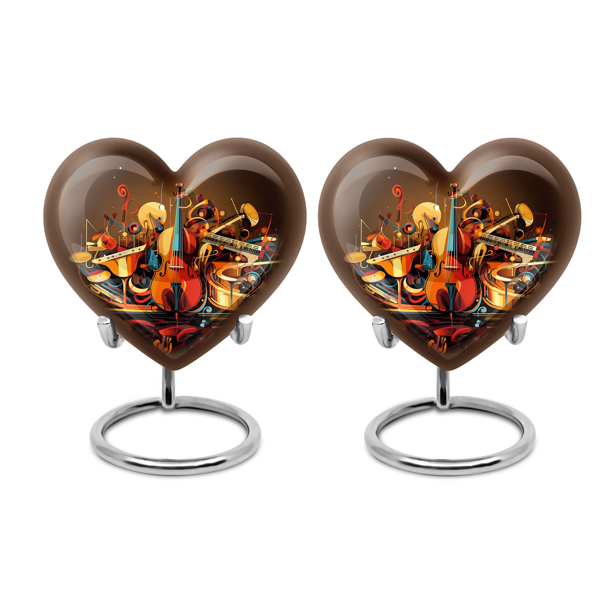Musical Instrument Heart Shaped Urn with Stand, Decorative Urns for ...