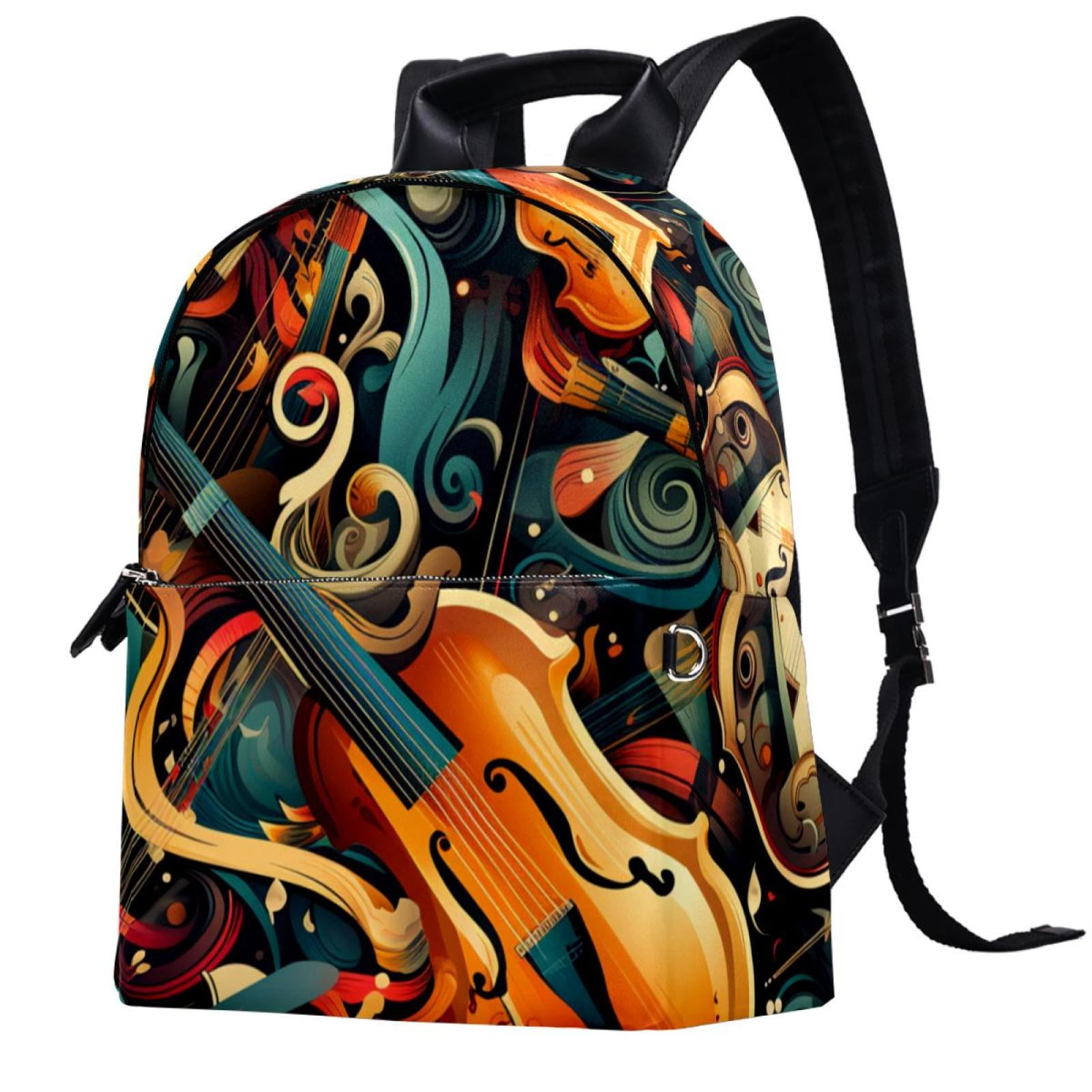 Musical Instrument Leather Hiking Backpack Duffle Bookbag for Men Women ...