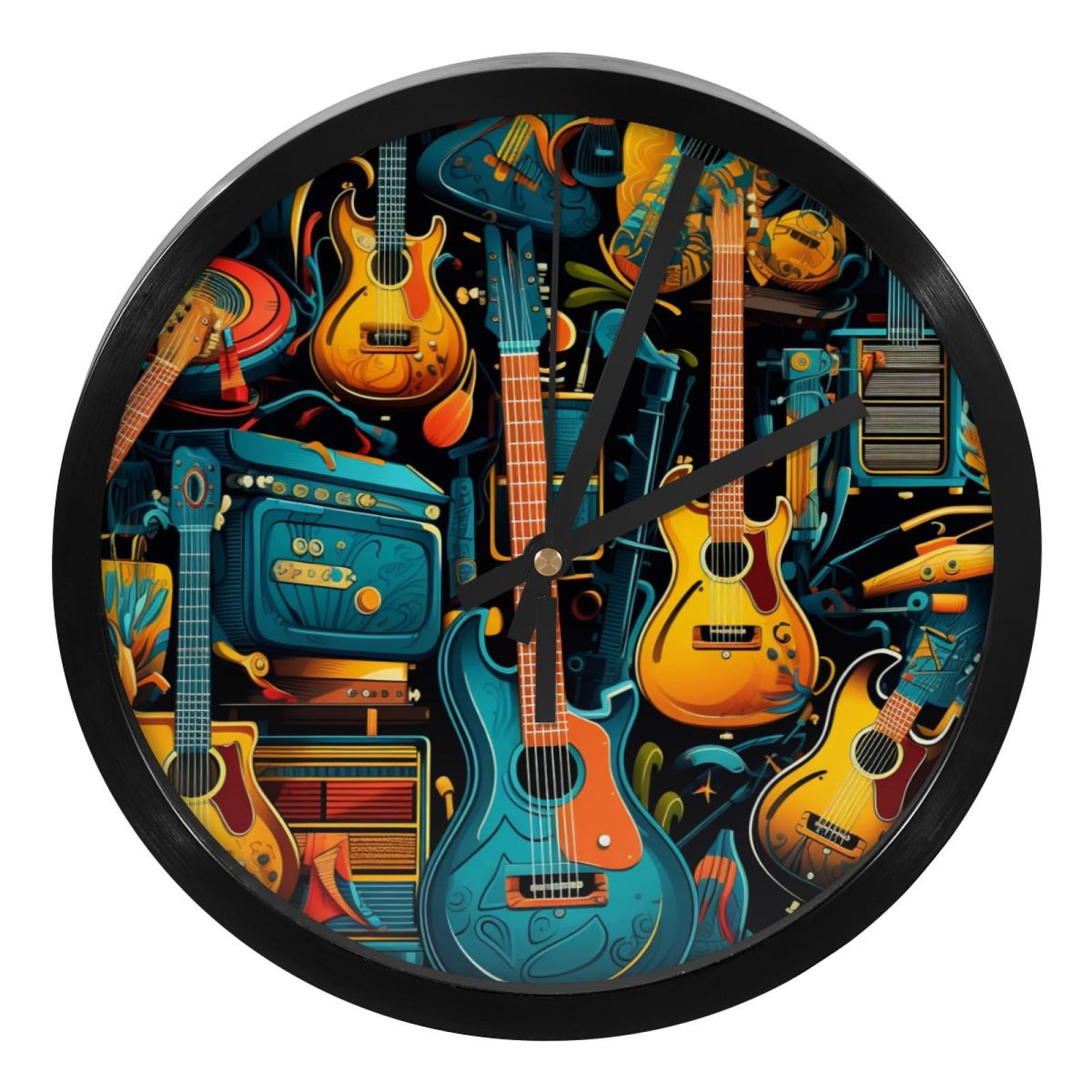 Musical Instrument Modern Wall Clock, 9.8 Inches, Silent Non-Ticking ...