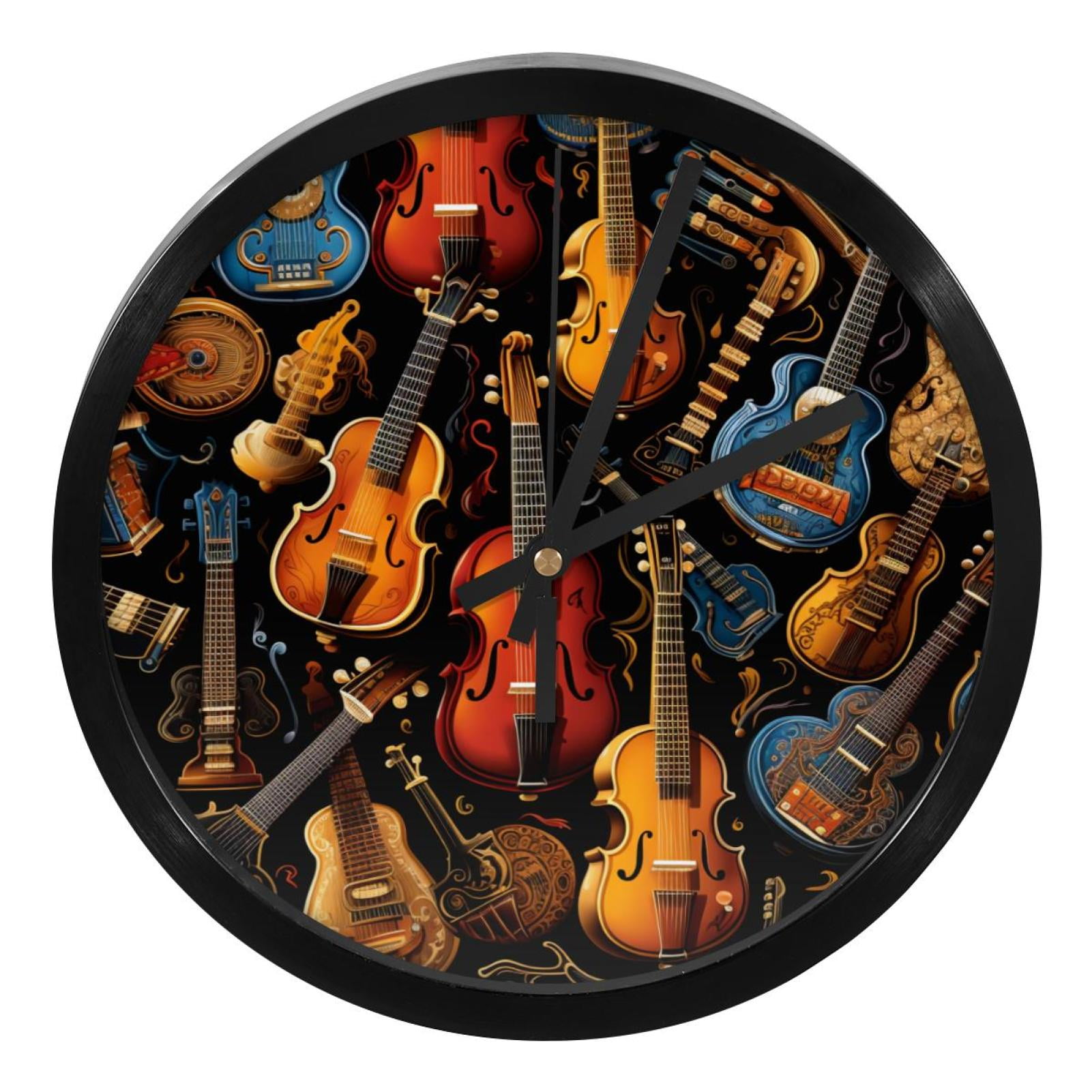 Musical Instrument Modern Wall Clock, 9.8 Inches, Silent Non-Ticking ...