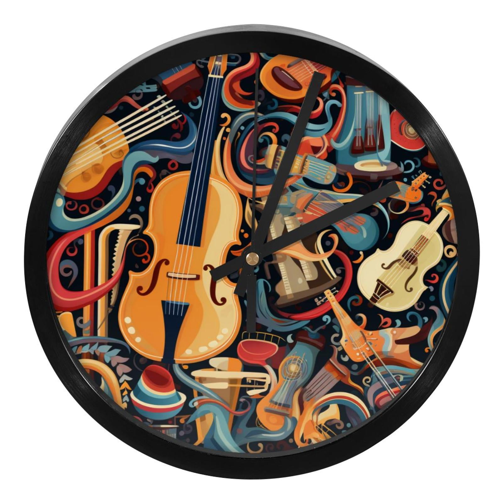 Musical Instrument Modern Wall Clock, 9.8 Inches, Silent Non-Ticking ...