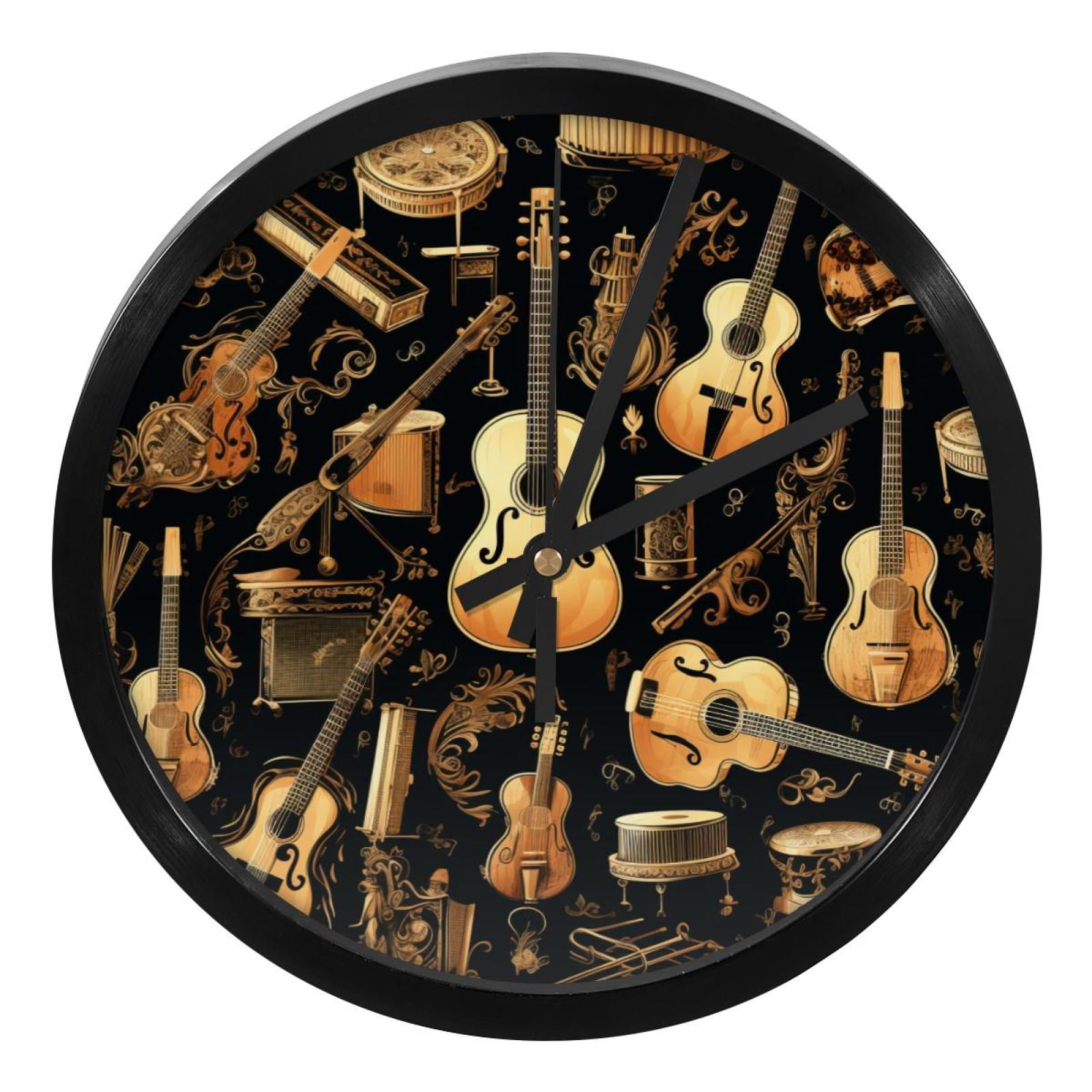 Musical Instrument Modern Wall Clock, 9.8 Inches, Silent Non-Ticking ...