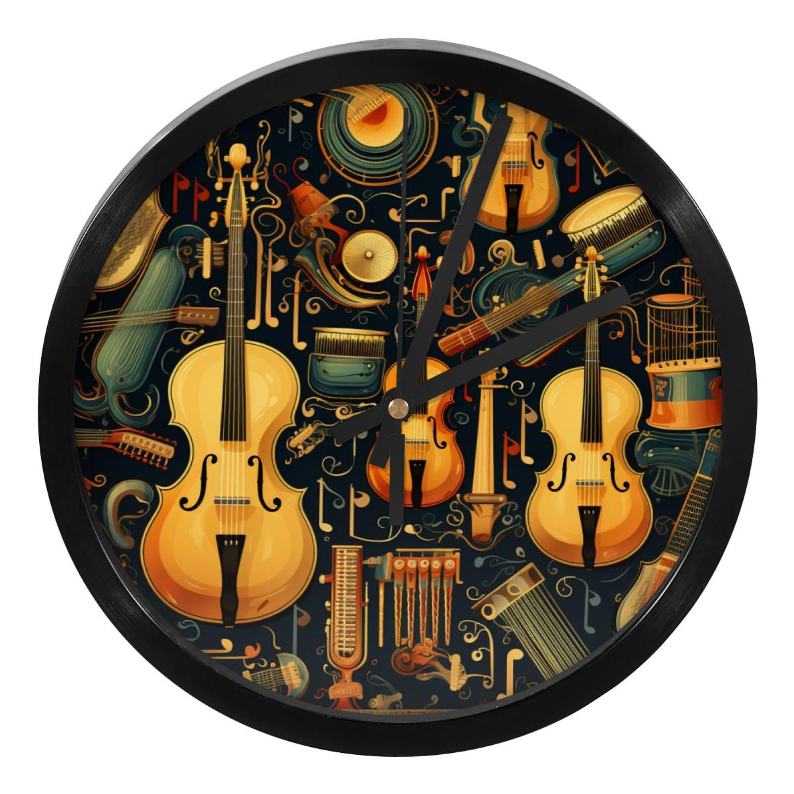 Musical Instrument Modern Wall Clock, 9.8 Inches, Silent Non-Ticking ...