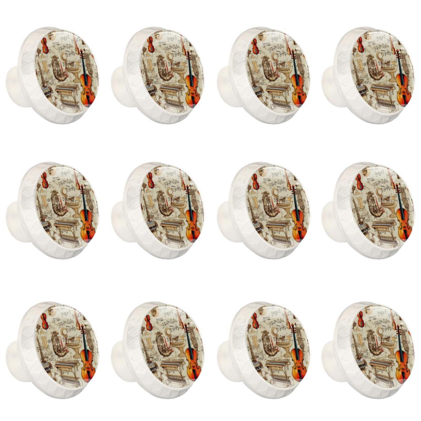 Musical Instrument Music 12 Pcs White Round Drawer Pulls with Screws ...