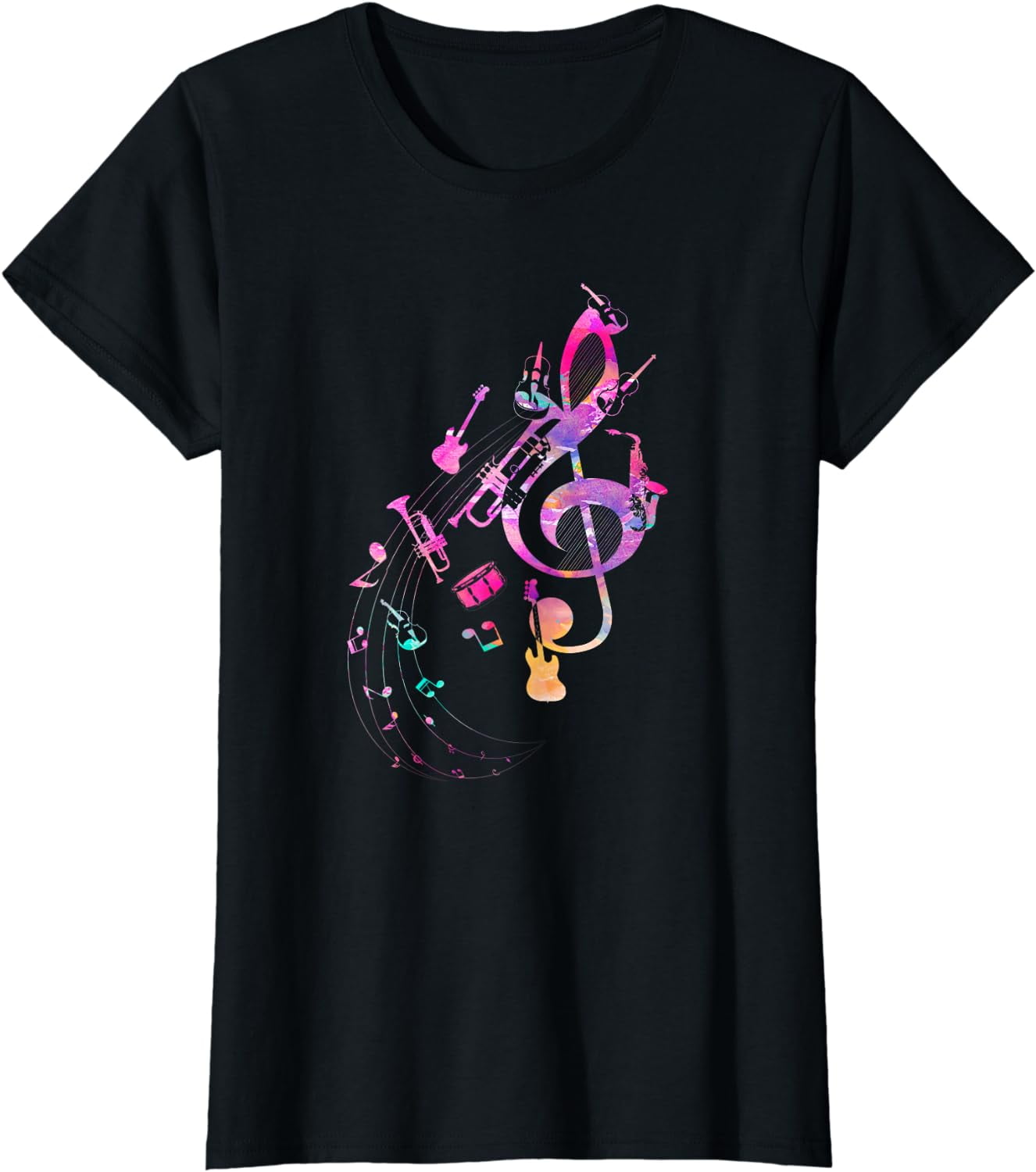 Musical Instrument Music Notes Musician Treble Clef T-Shirt - Walmart.com