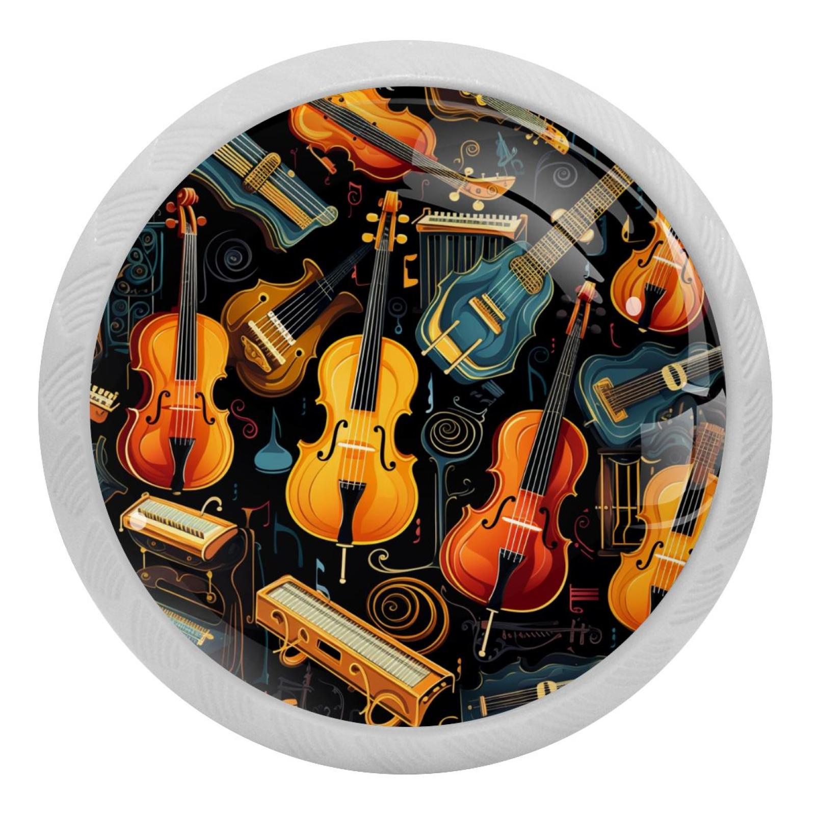 Musical Instrument Music Pattern 4PCS Cabinet Knobs Pulls Fluorescent ...