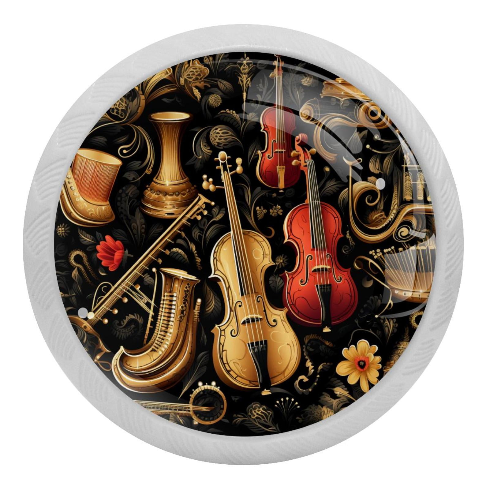 Musical Instrument Music Pattern 4PCS Cabinet Knobs Pulls Fluorescent ...