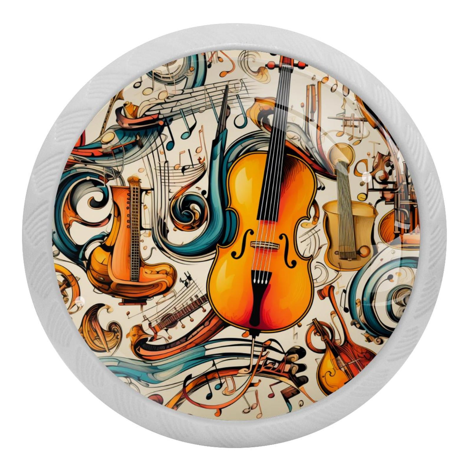 Musical Instrument Music Pattern 4PCS Cabinet Knobs Pulls Fluorescent ...