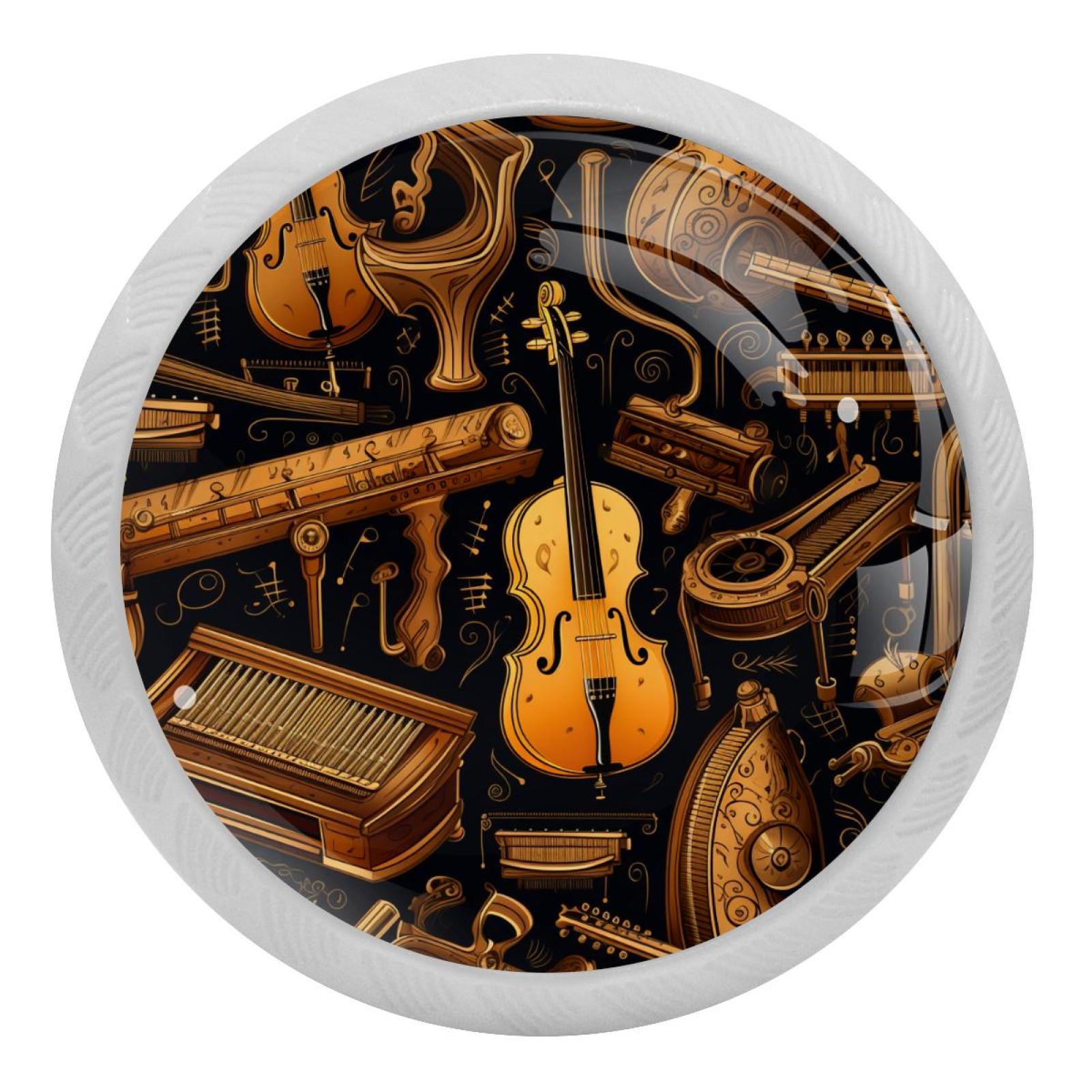 Musical Instrument Music Pattern 4PCS Cabinet Knobs Pulls Fluorescent ...