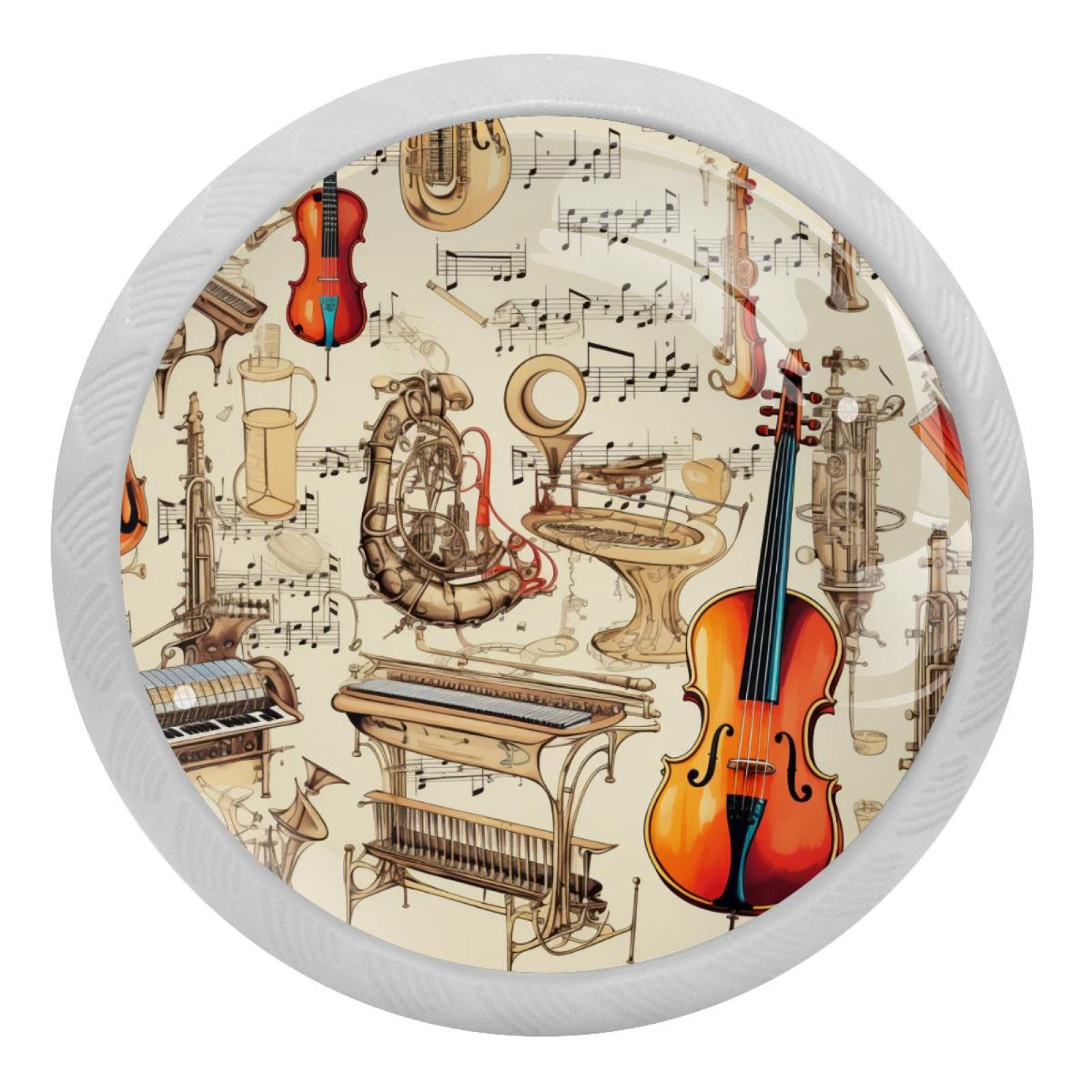Musical Instrument Music Pattern 4PCS Cabinet Knobs Pulls Fluorescent ...
