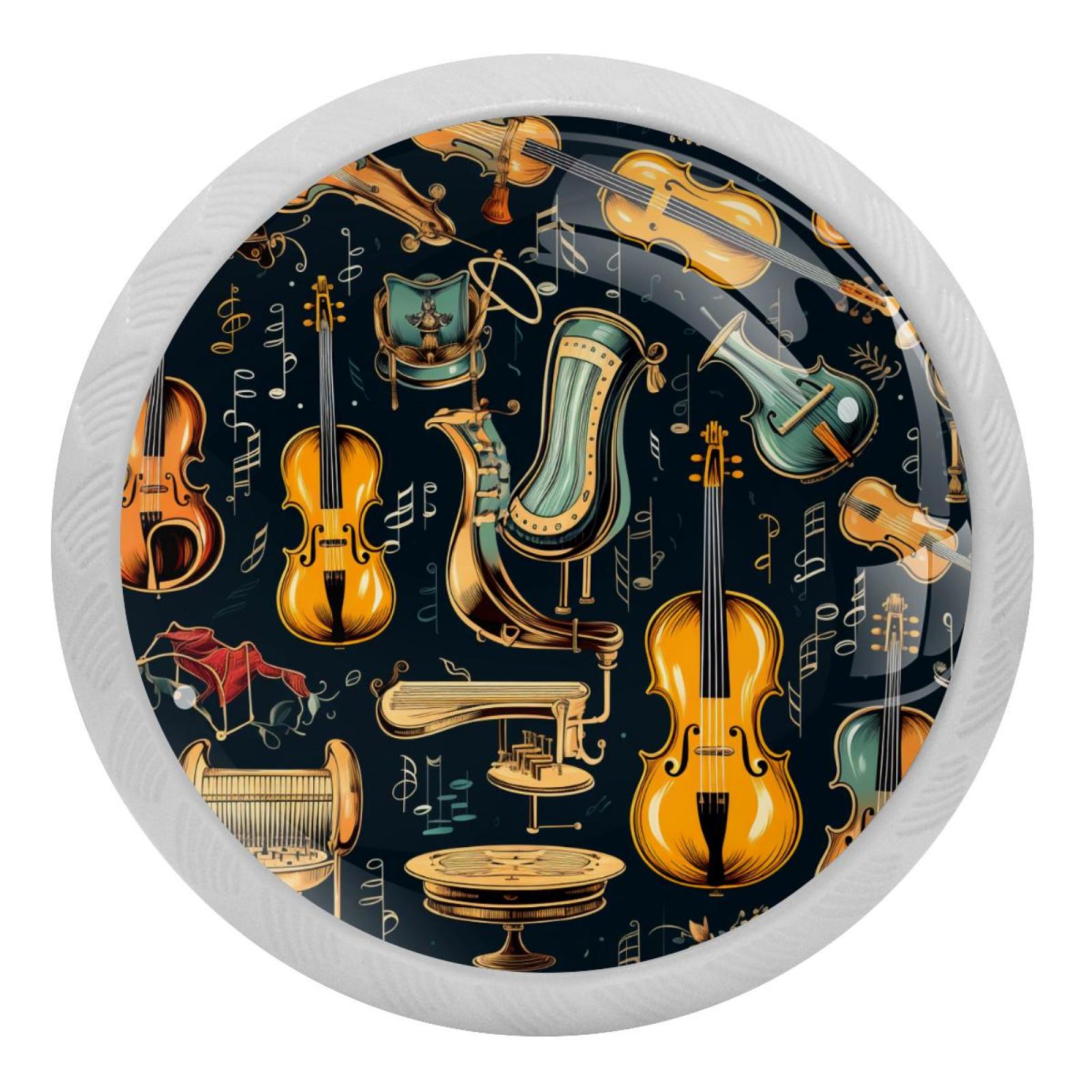 Musical Instrument Music Pattern 4PCS Cabinet Knobs Pulls Fluorescent ...