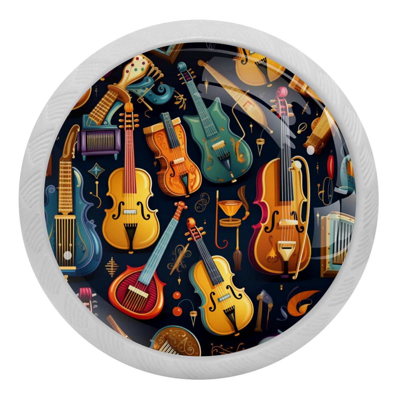 Musical Instrument Music Pattern 4PCS Cabinet Knobs Pulls Fluorescent ...