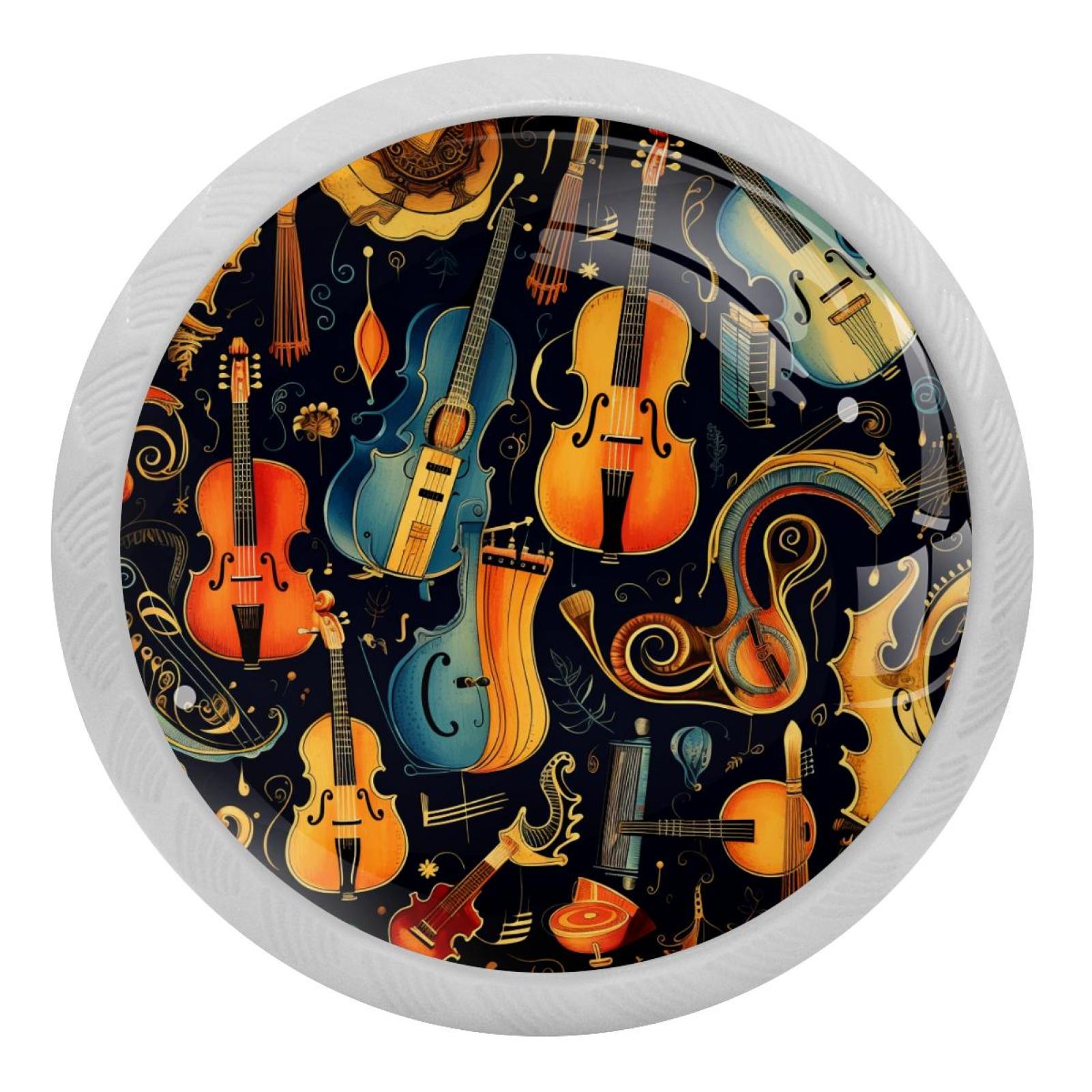 Musical Instrument Music Pattern 4PCS Cabinet Knobs Pulls Fluorescent ...