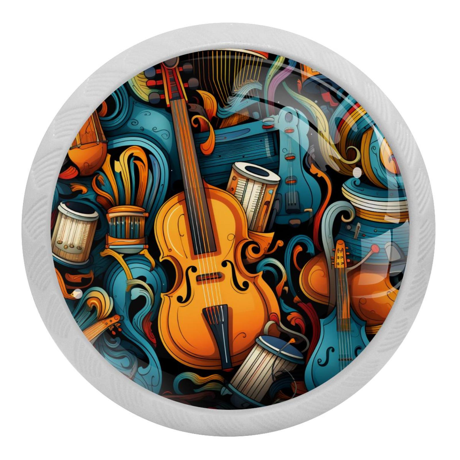 Musical Instrument Music Pattern 4PCS Cabinet Knobs Pulls Fluorescent ...