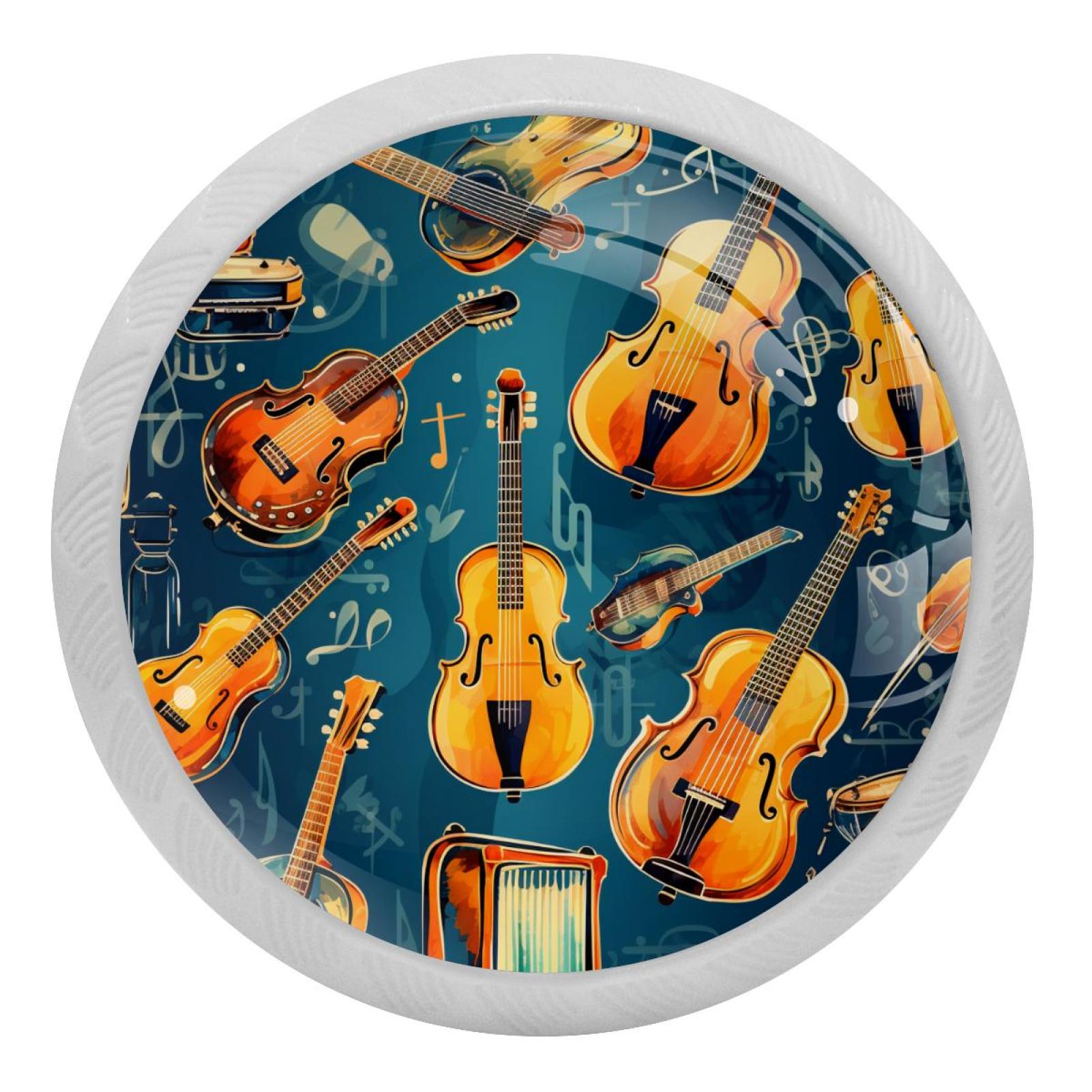 Musical Instrument Music Pattern 4PCS Cabinet Knobs Pulls Fluorescent ...