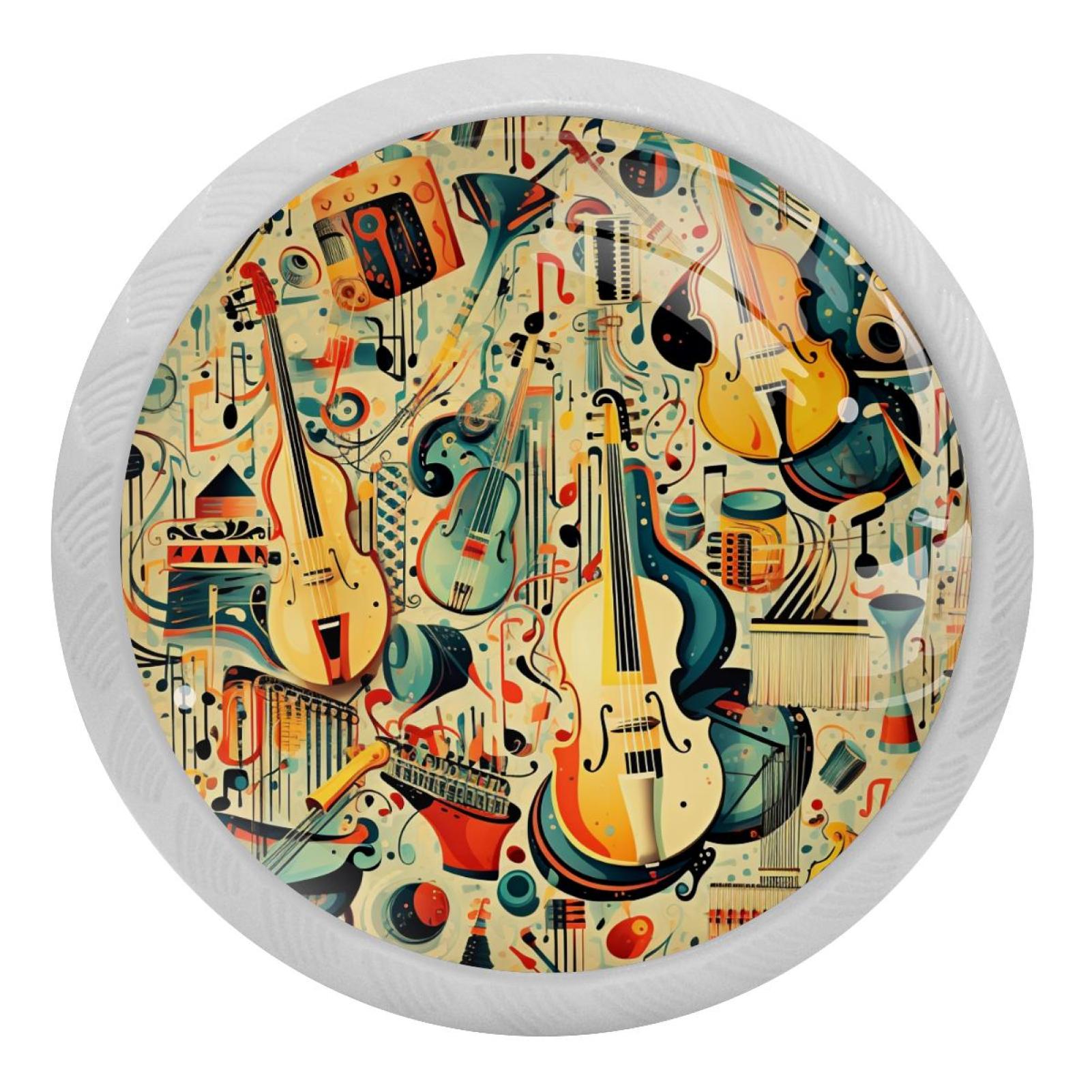 Musical Instrument Music Pattern 4PCS Cabinet Knobs Pulls Fluorescent ...