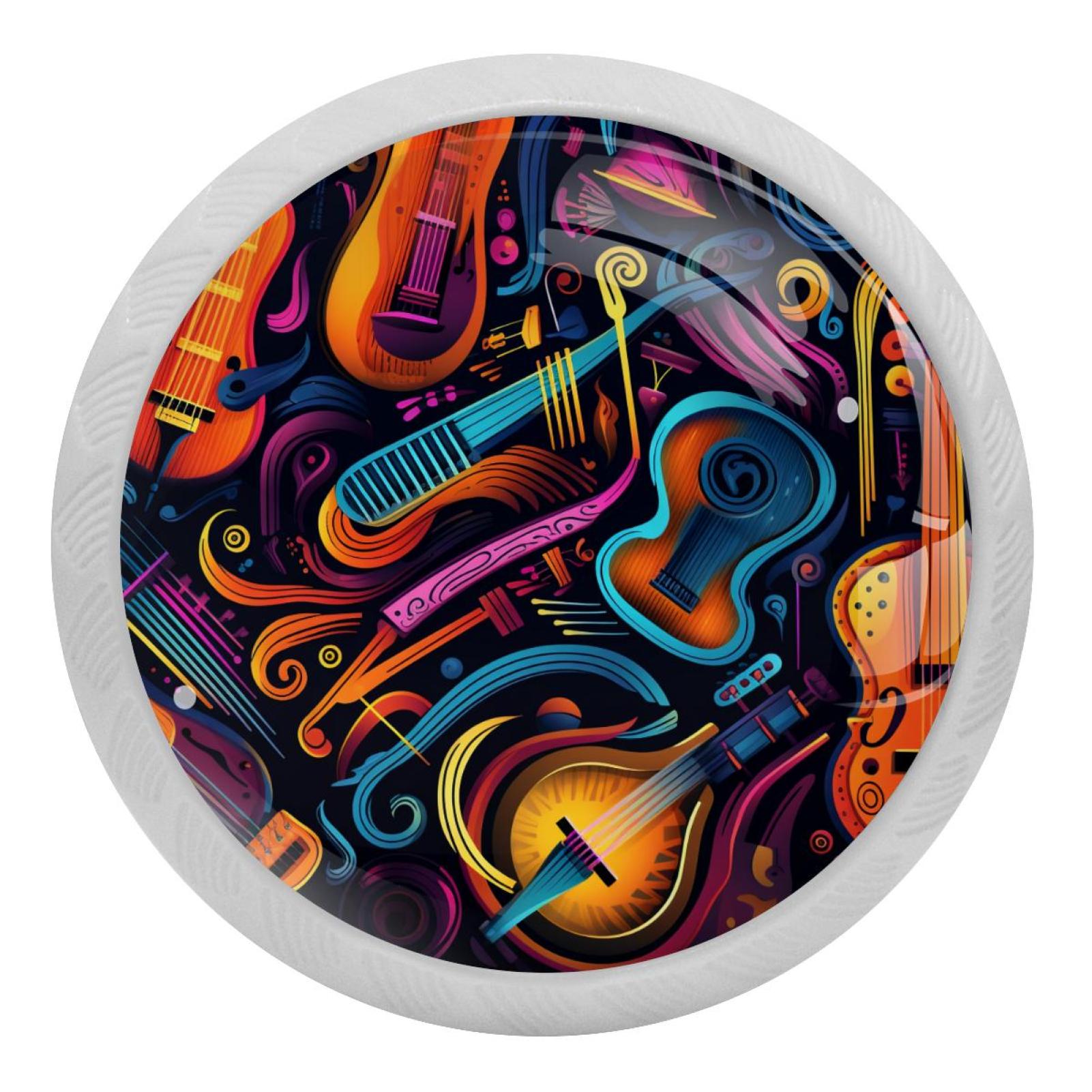 Musical Instrument Music Pattern 4PCS Cabinet Knobs Pulls Fluorescent ...