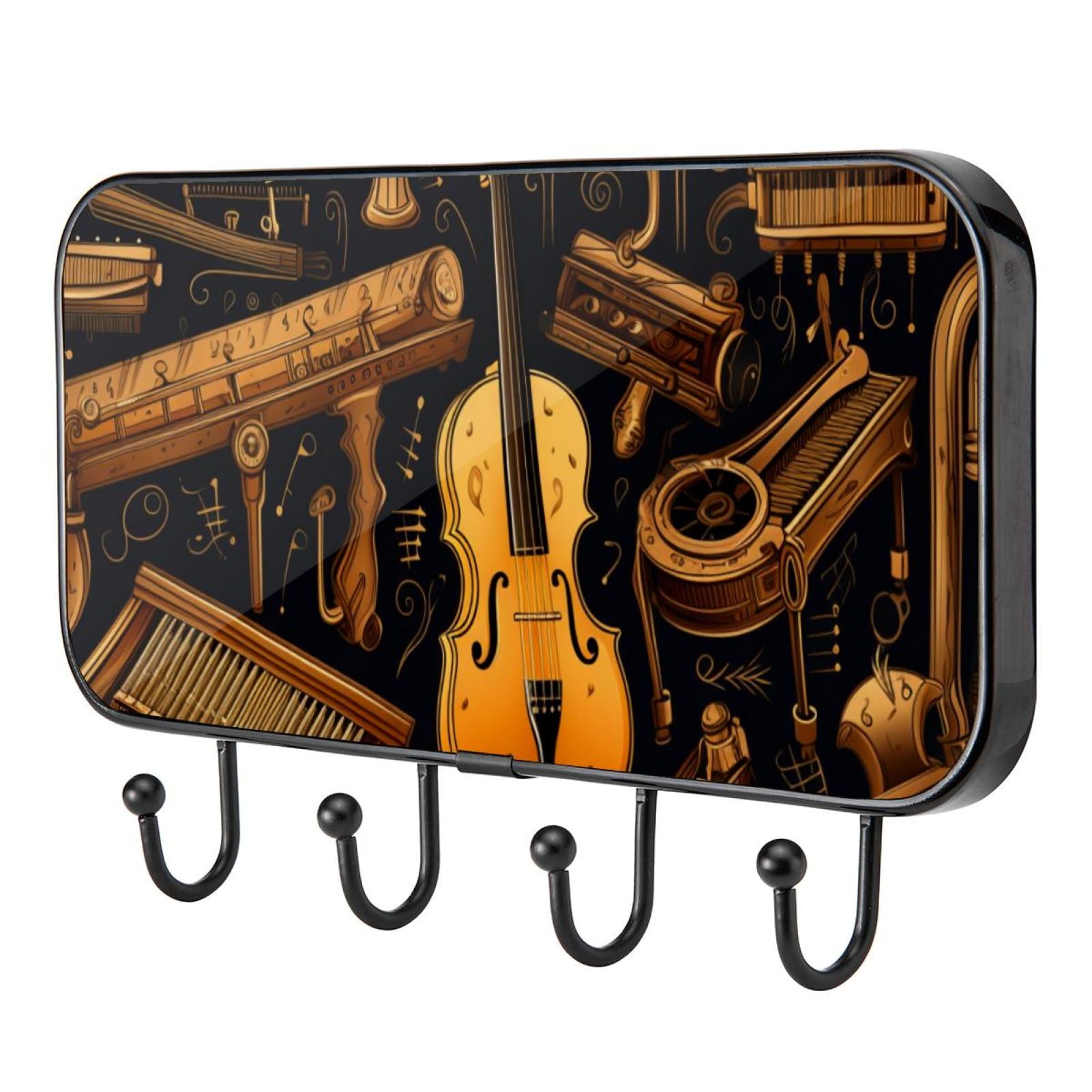 Musical Instrument Music Self Adhesive Towel Coat Wood Iron Hooks for ...