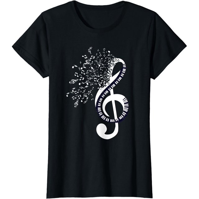 Musical Instrument Piano Music Notes Treble Clef Music T-Shirt ...