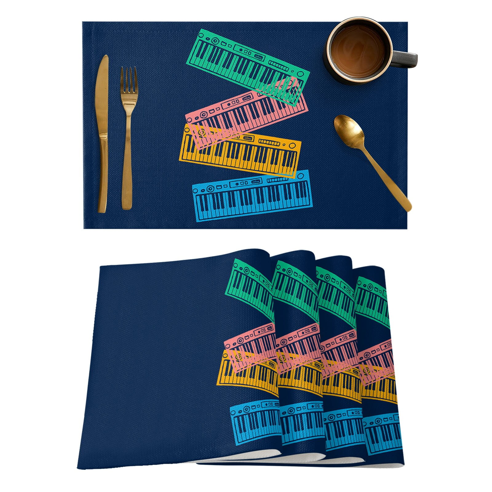 Musical Instrument Placemat for Dining Table Tableware Mats Kitchen ...