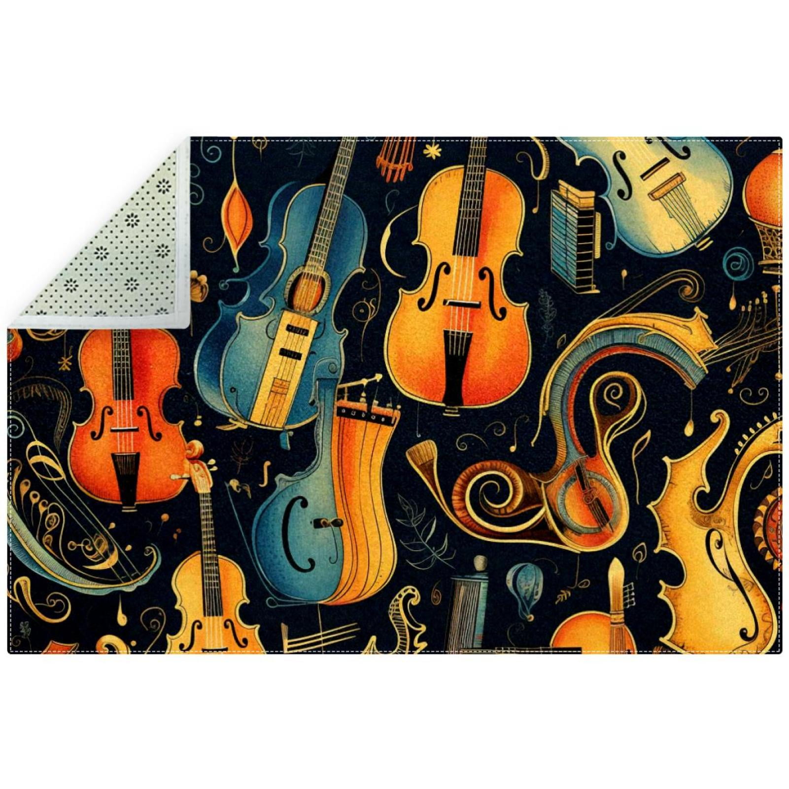 Musical Instrument Polyester Welcome Mat - Indoor/Outdoor Door Mat with ...