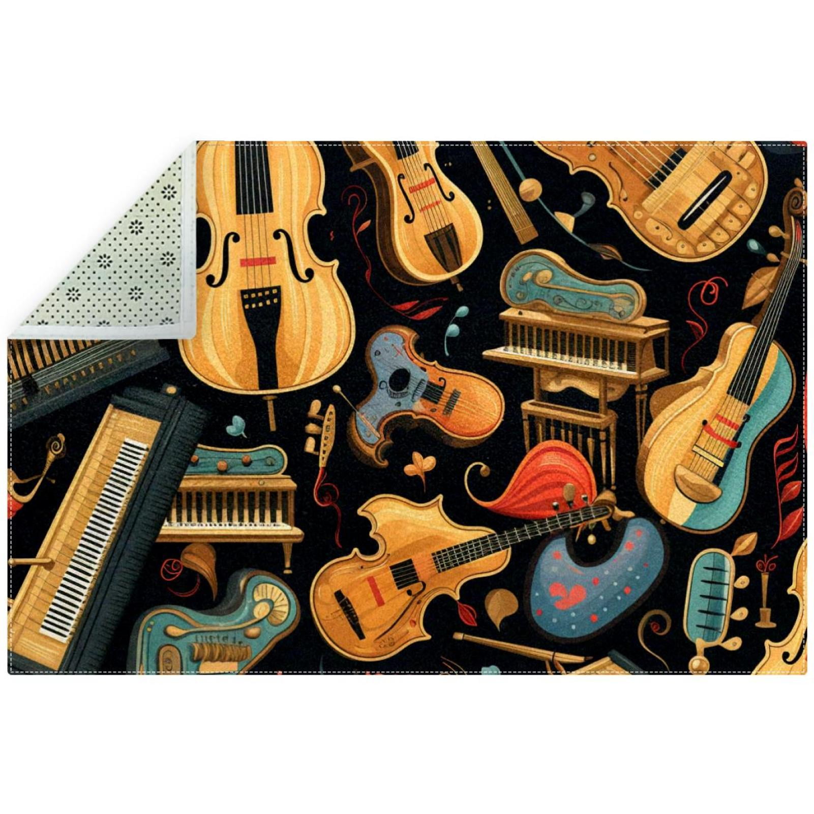 Musical Instrument Polyester Welcome Mat - Indoor/Outdoor Door Mat with ...