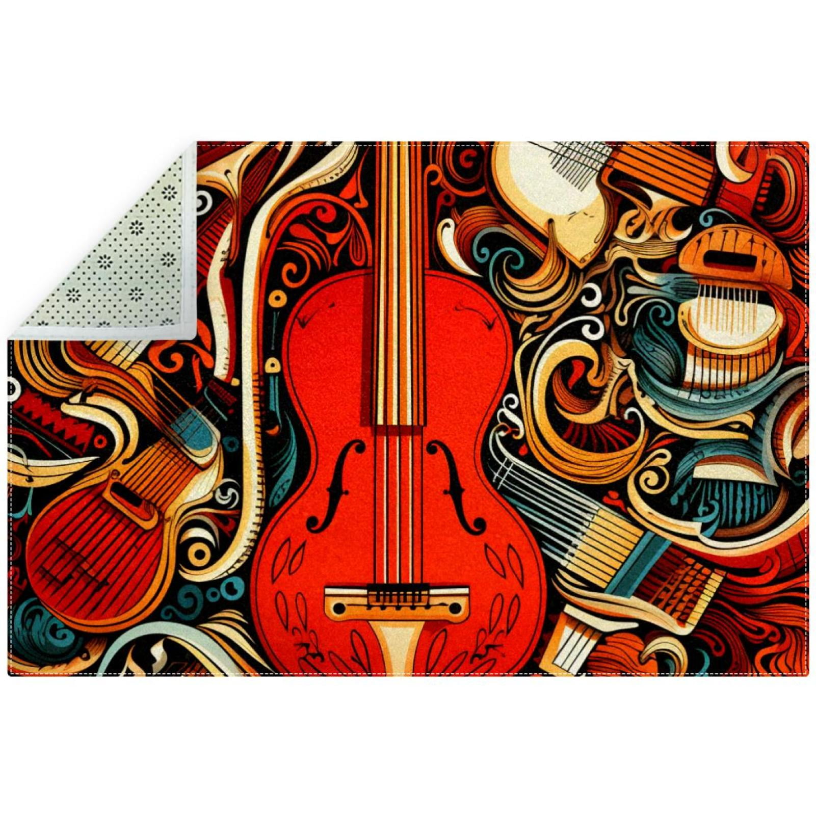 Musical Instrument Polyester Welcome Mat - Indoor/Outdoor Door Mat with ...