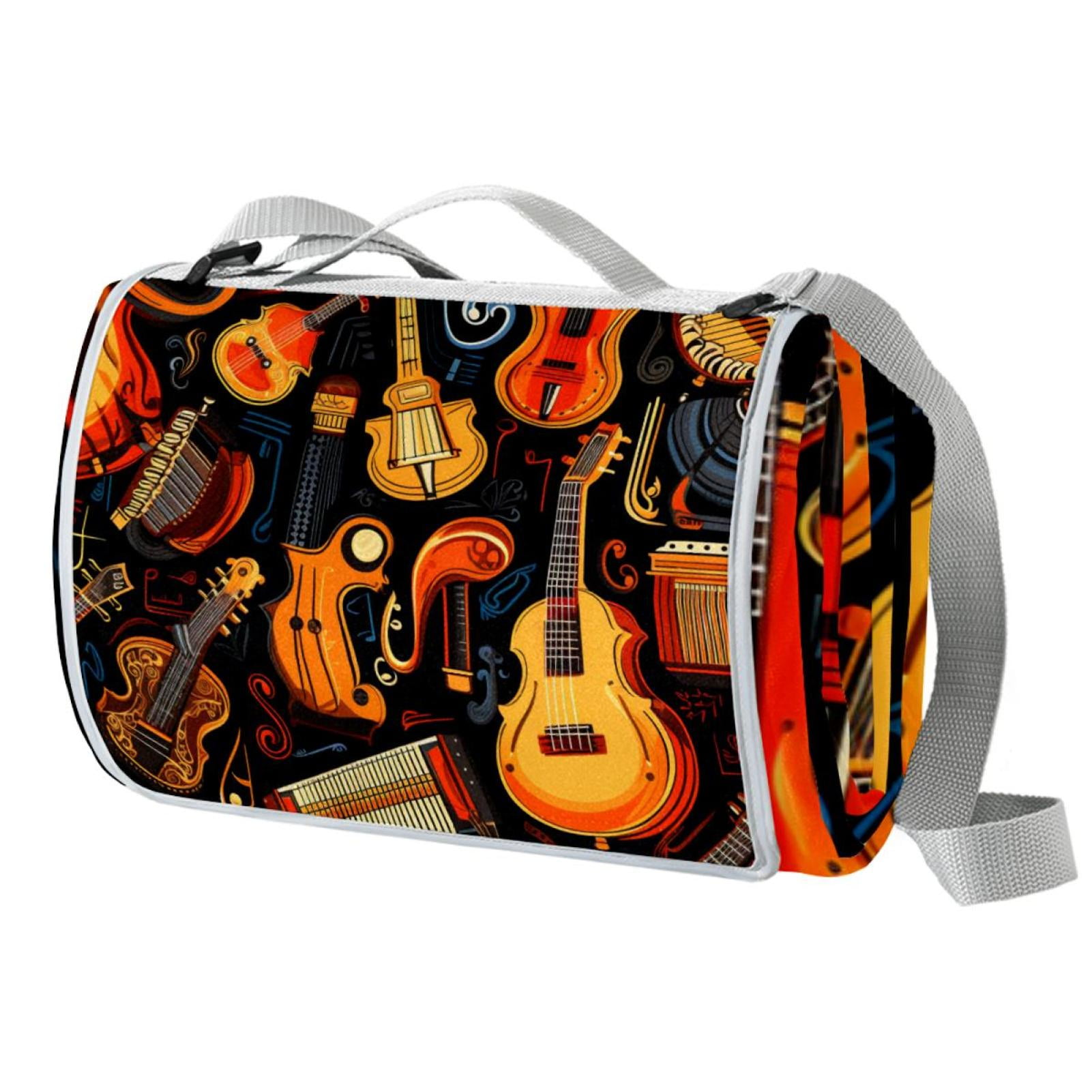 Musical Instrument Portable Canvas Picnic Blanket Waterproof Backing ...