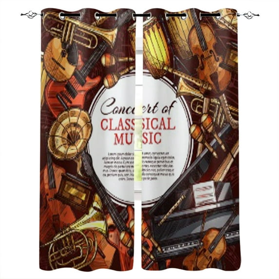 Musical Instrument Poster For Music Concert Design Curtains For Kitchen ...