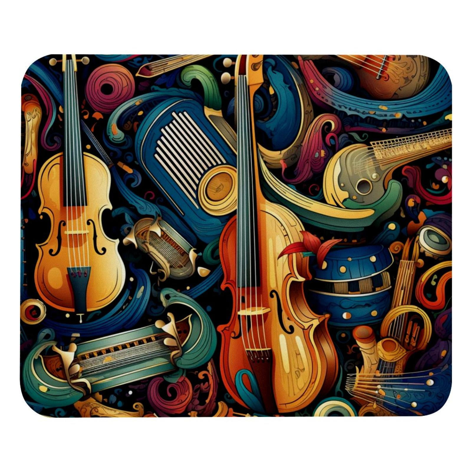 Musical Instrument Printed Square Desk Pad, 8.3x9.8 Inch Non-Slip ...