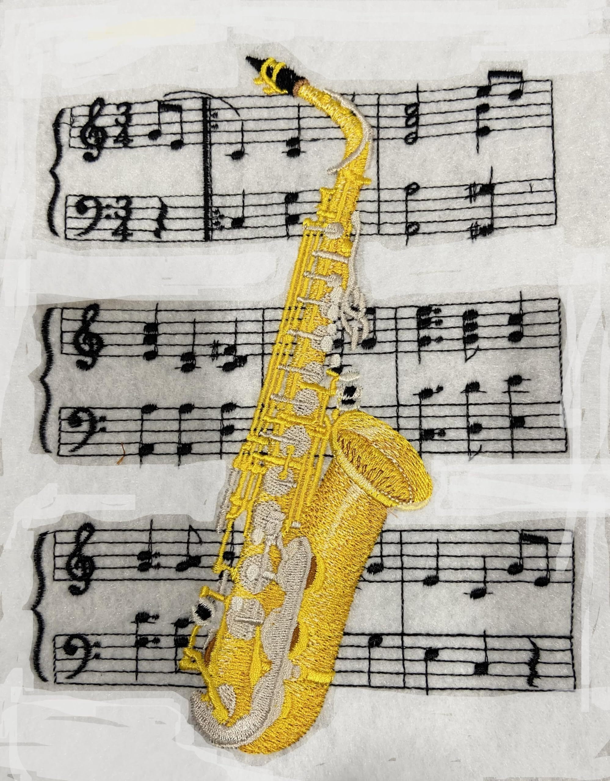 Musical Instrument Saxophone and Sheet Music Embroidery Iron ...