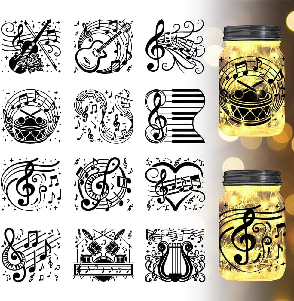 Musical Instrument Silhouette Window Cutout Paper Musical Note Plastic ...