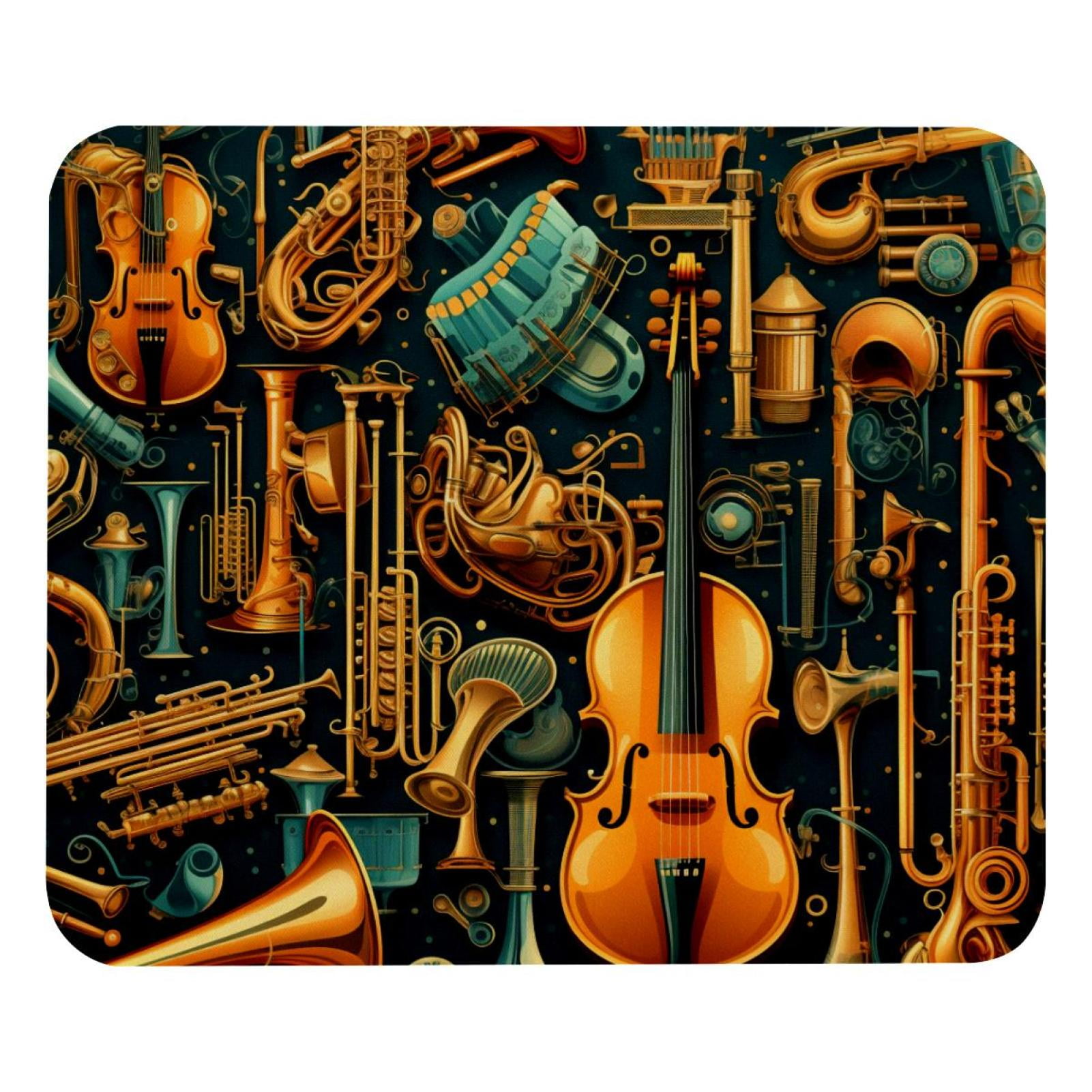Musical Instrument Square Desk Mat Mousepad, 8.3x9.8 Inch Non-Slip ...