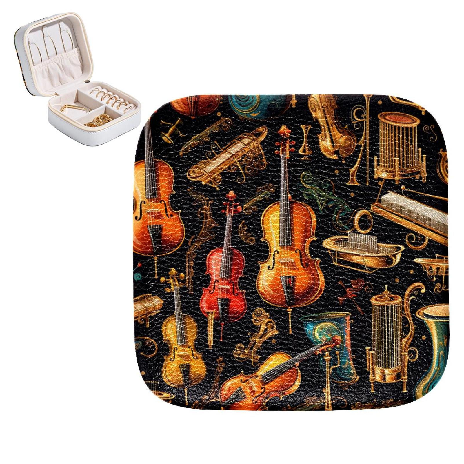 Musical Instrument Square Travel Jewelry Box Organizer Display Case ...