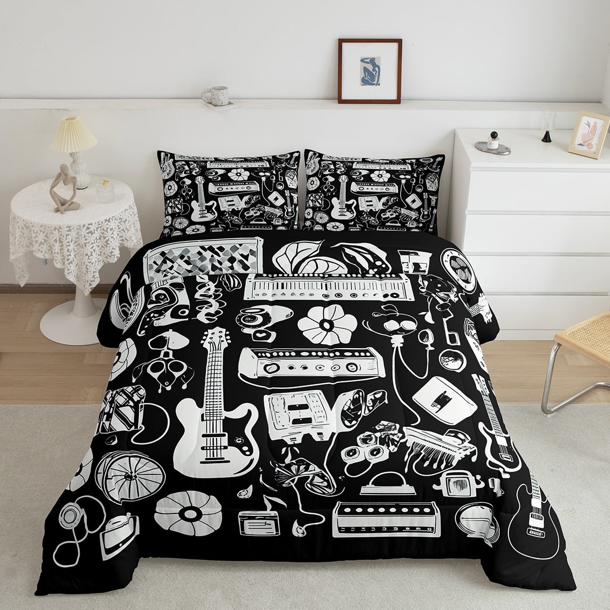 Musical Instruments Bedding Queen Size Electric Guitar Comforter Set ...