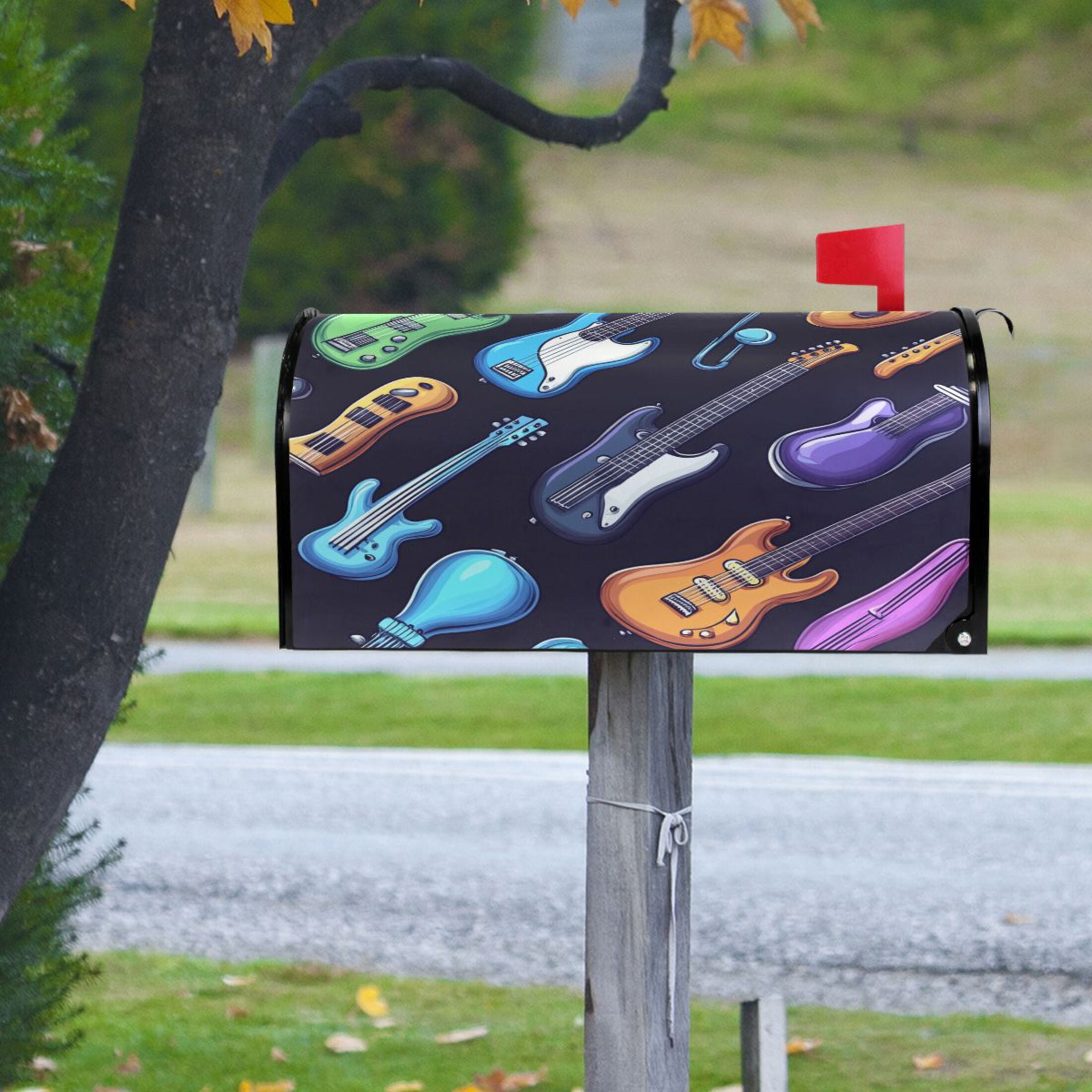 Musical Instruments Magnetic PVC Mailbox Cover, 20.7" x 18" Standard ...